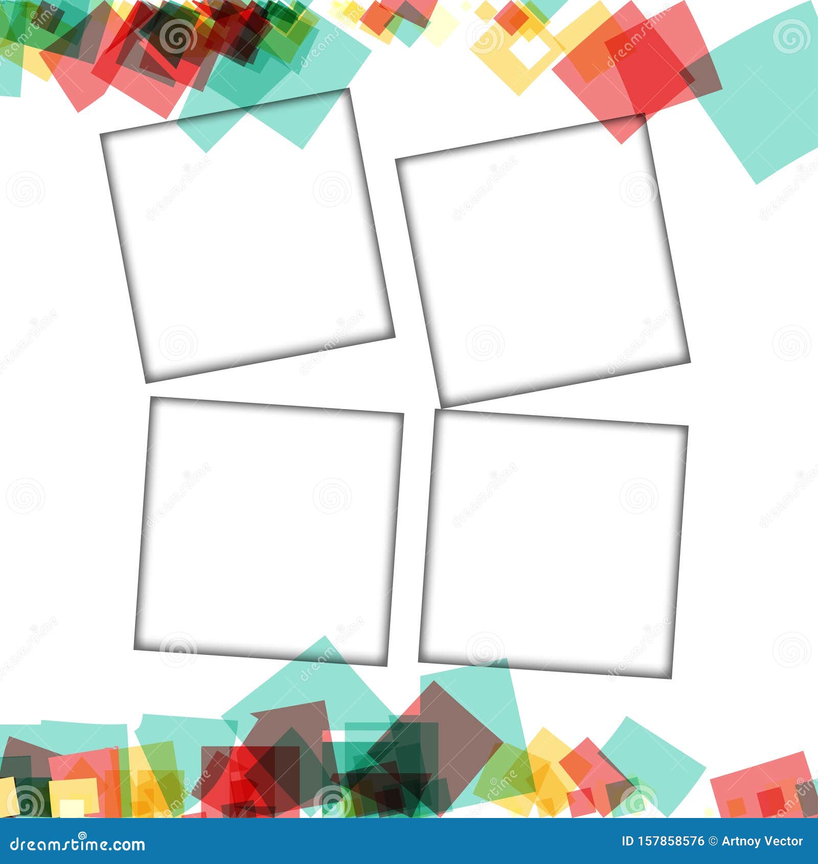 Colorful Photo Frames, Vector Illustrations. Square Borders with ...