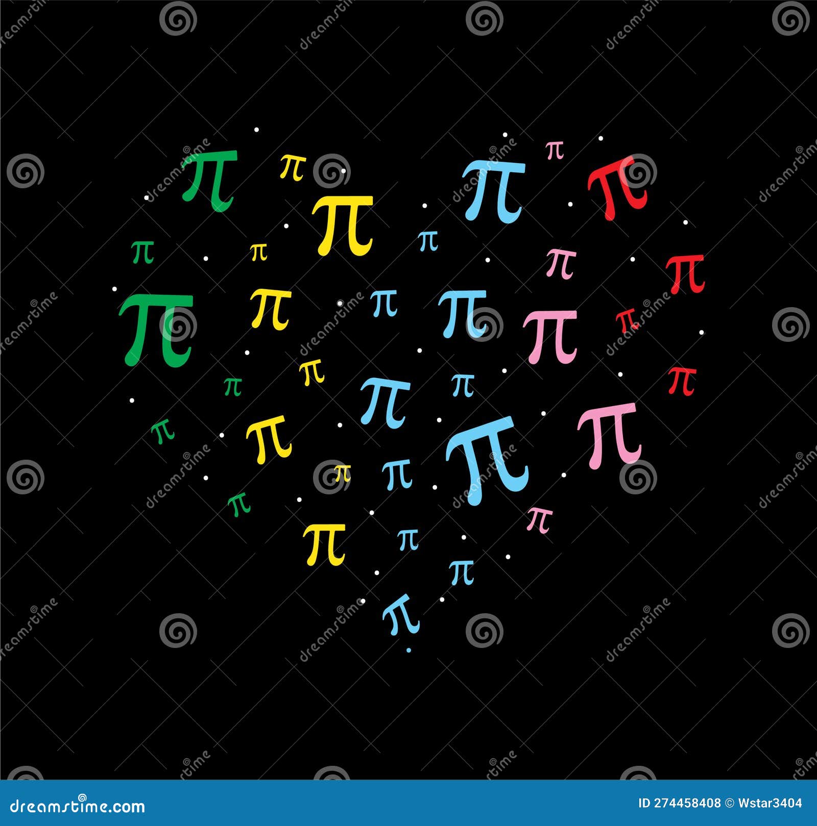 Colorful Pi Symbol Heart Isolated on White Background Stock Vector ...