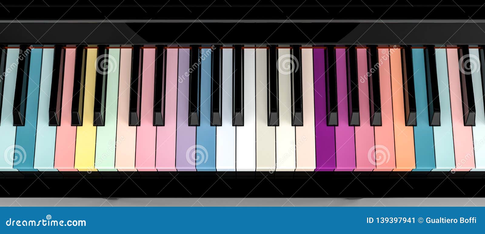 Colorful piano key board stock image. Image of rendering - 139397941