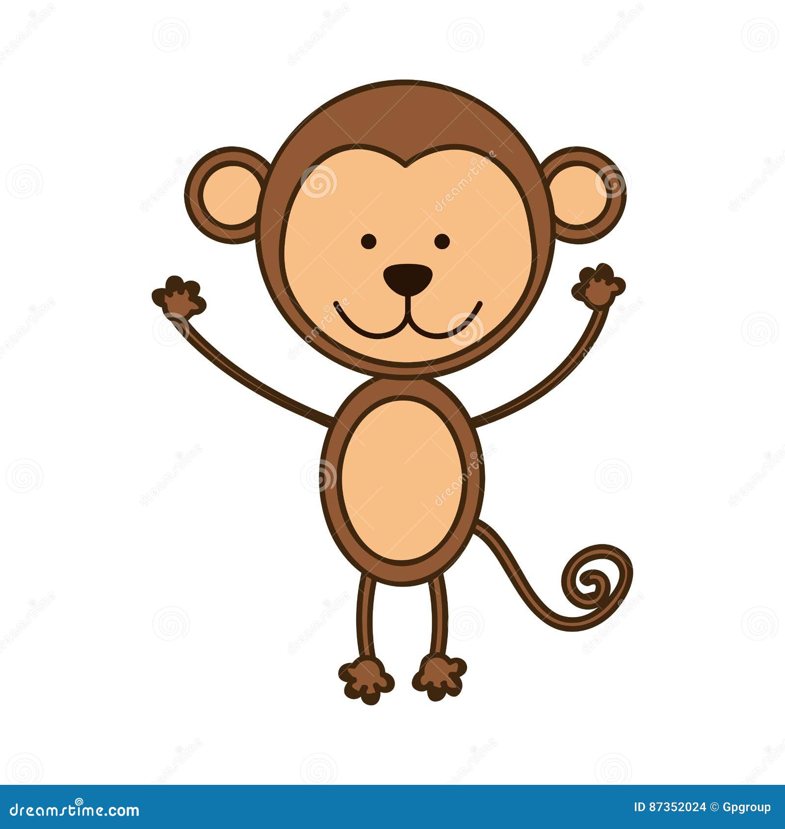 Colorful Picture Cute Monkey Animal Stock Illustration - Illustration ...