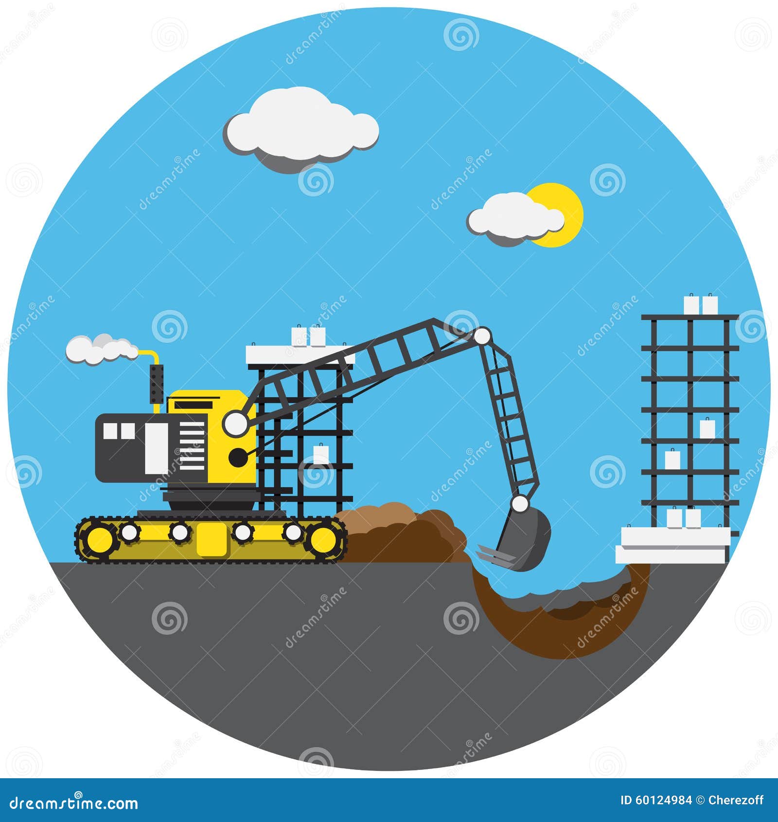 Colorful picture of digger stock vector. Illustration of cloud - 60124984
