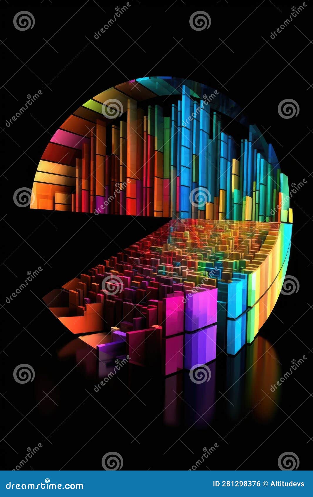 Colorful Pie Chart on a Digital Screen Stock Illustration ...
