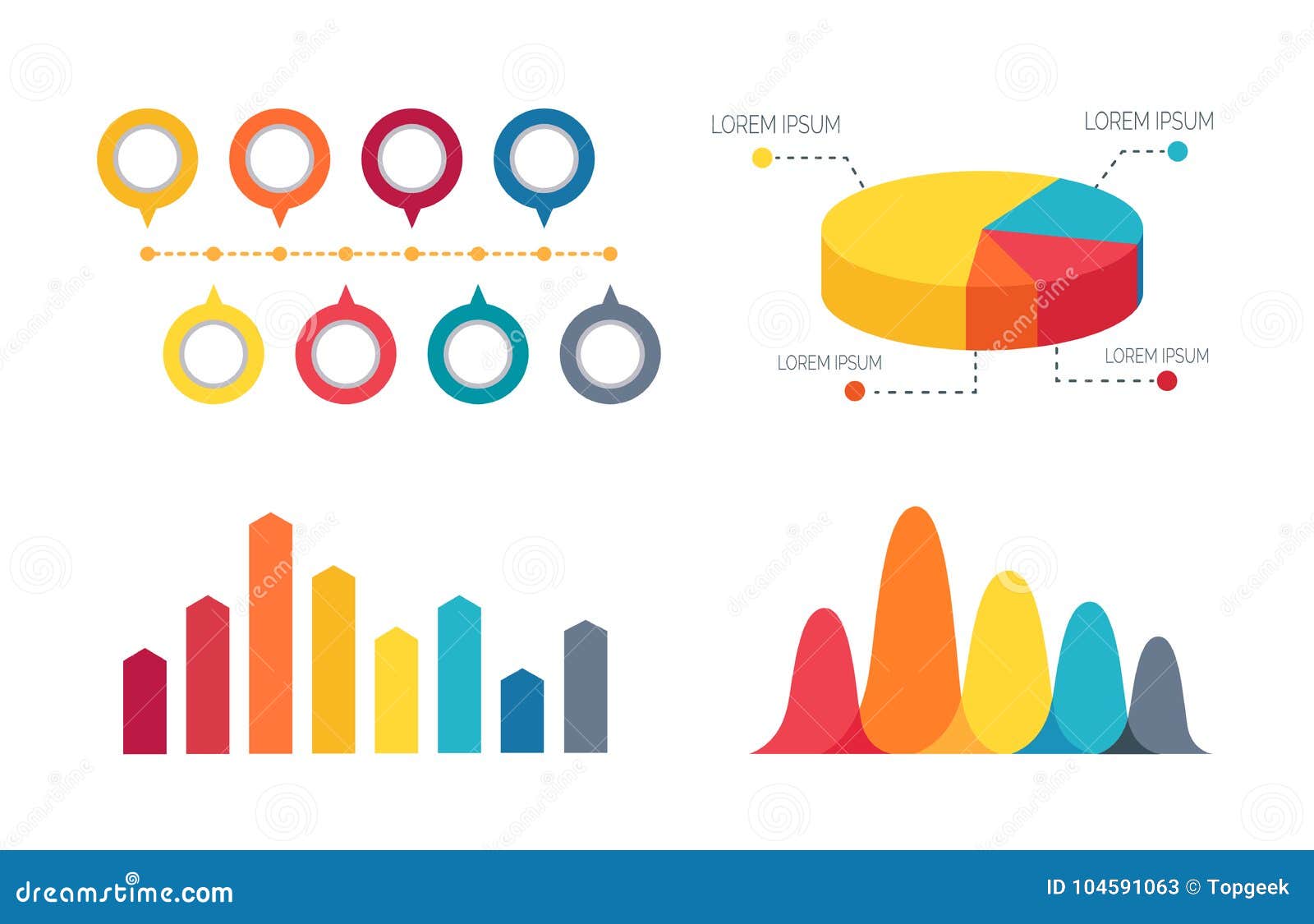 Pie Chart and Bar Graphs Vector Illustration Stock Vector ...