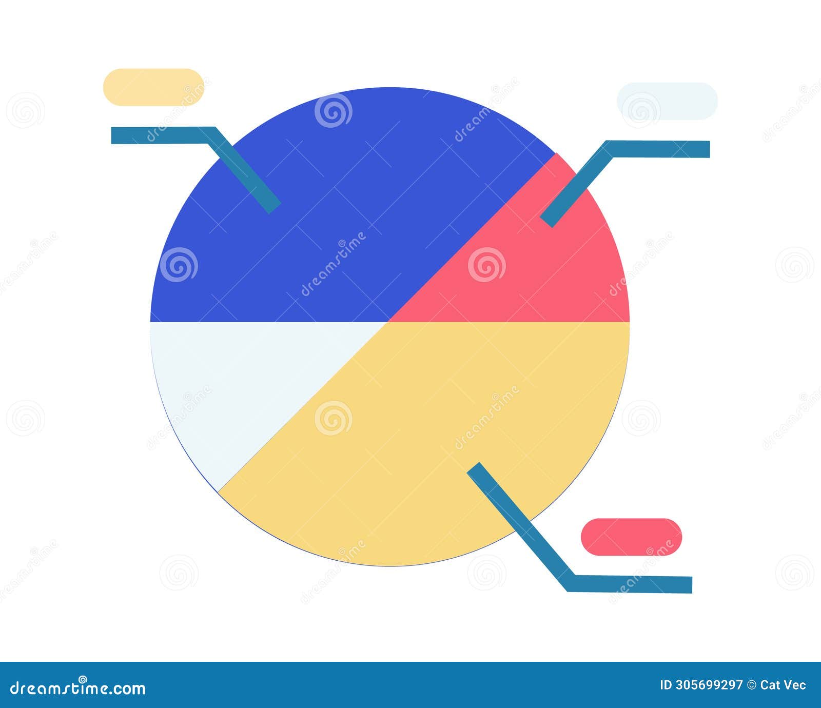 Colorful Pie Chart with Four Segments and Data Pointers. Infographic ...