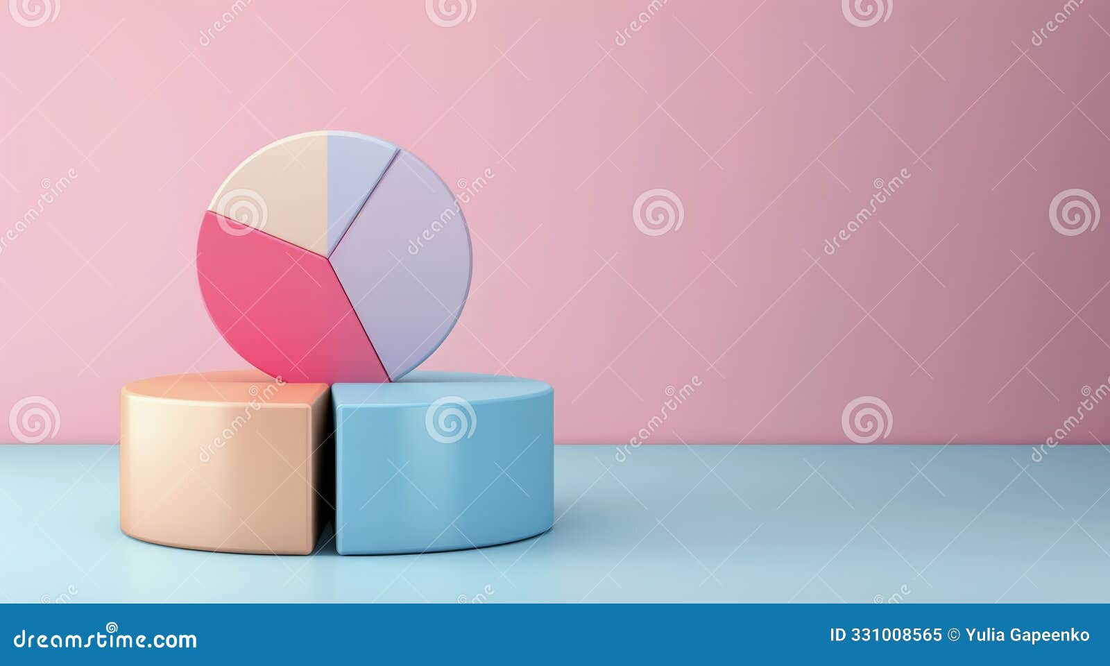 Colorful Pie Chart Model Displayed on Pink Background in Modern Design ...