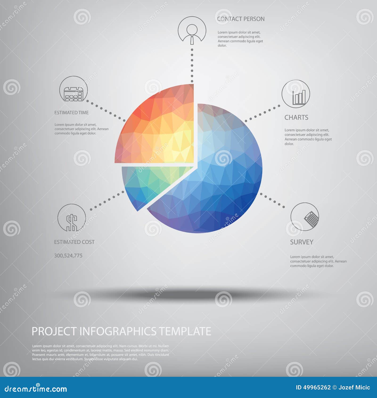 Colorful Pie Chart Symbol in Modern Low Polygonal Stock Vector ...