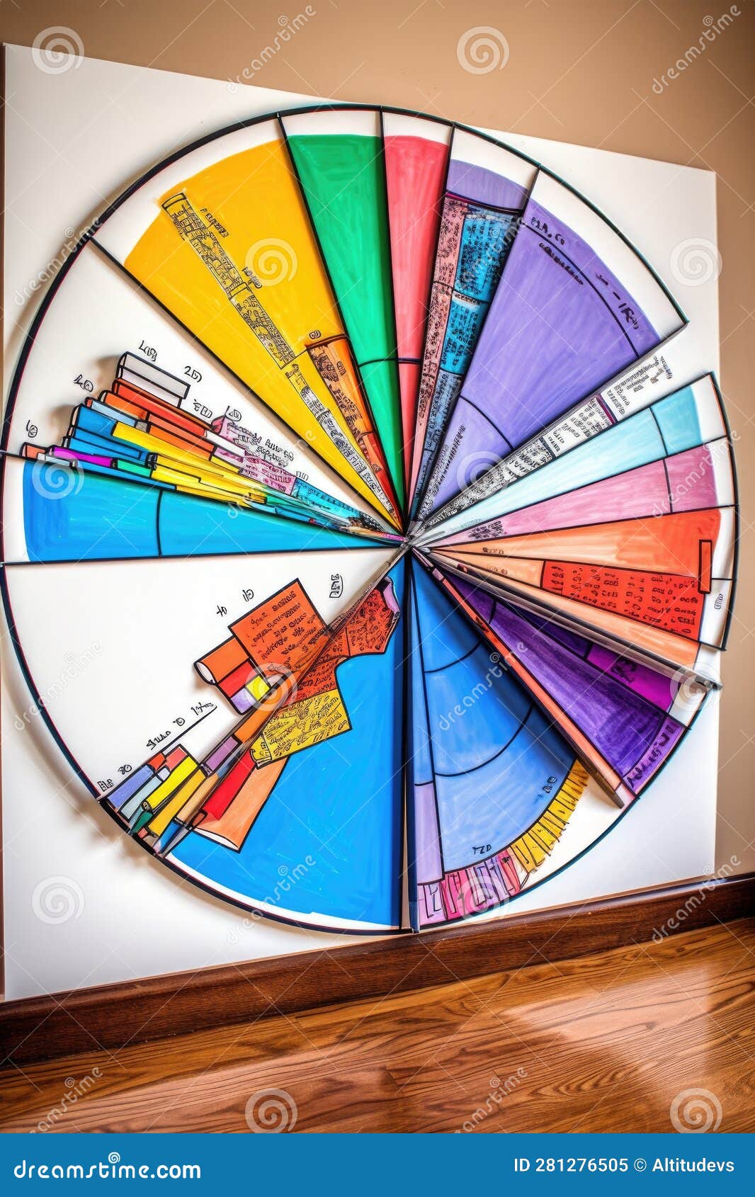 Colorful Pie Chart on a Whiteboard with Various Percentages Stock ...