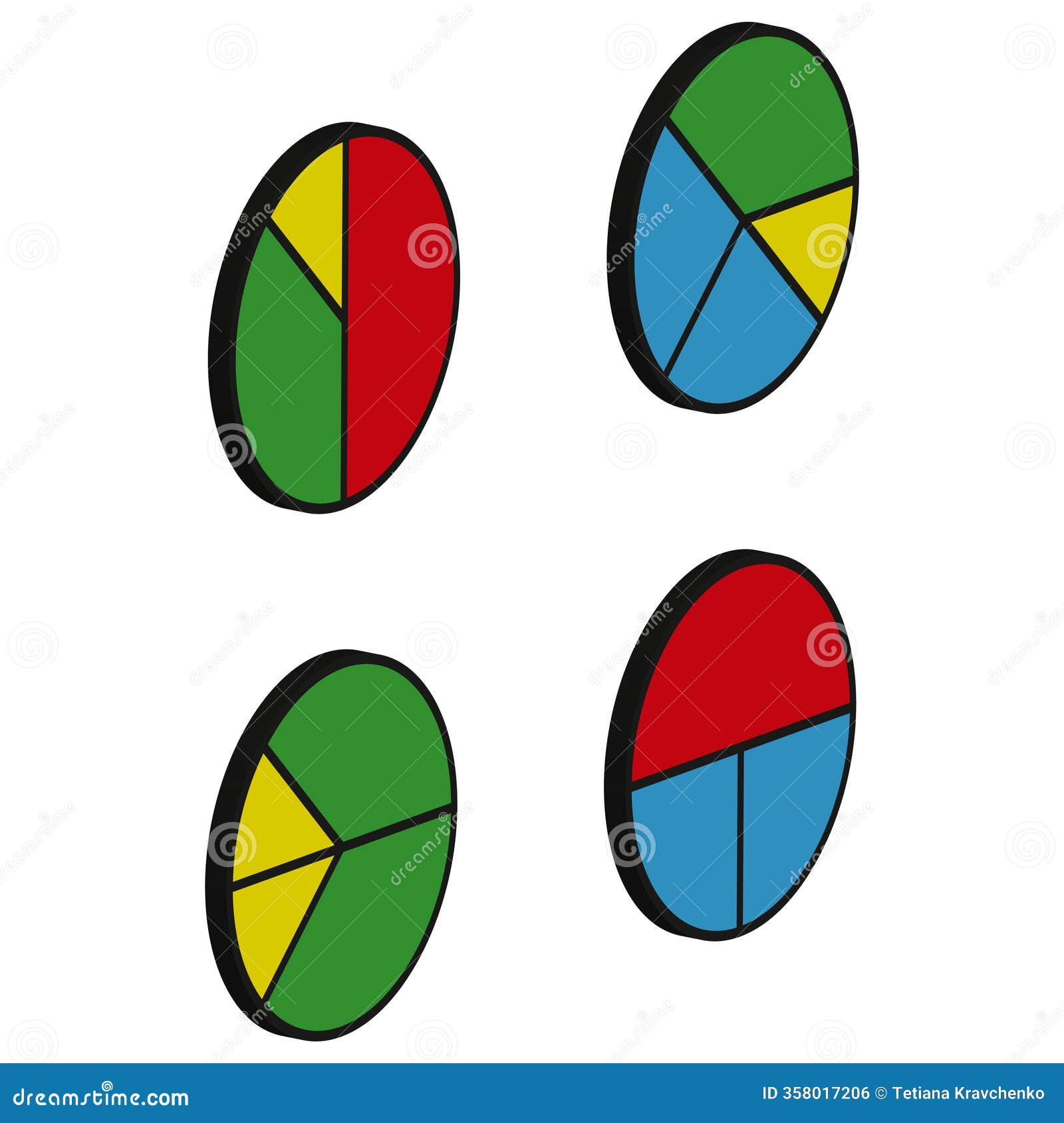 Pie Charts - Circular Charts, Wheel Charts, 5% Sequence Vector EPS 10 ...