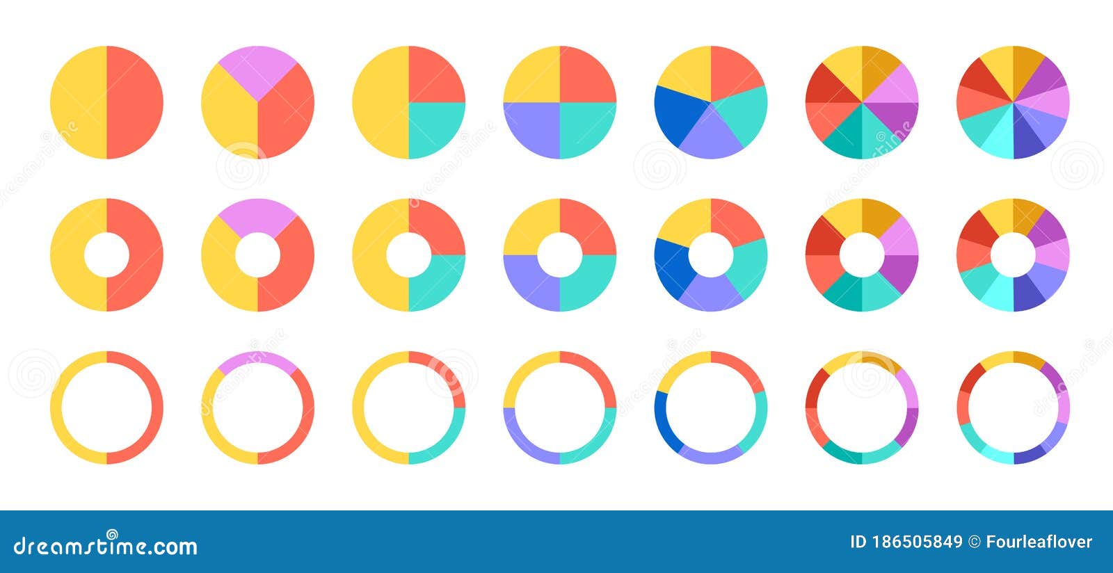 Colorful Pie and Donut Charts. Stock Vector - Illustration of circle ... Colorful Pie and Donut Charts. Stock Vector - Illustration of circle ...