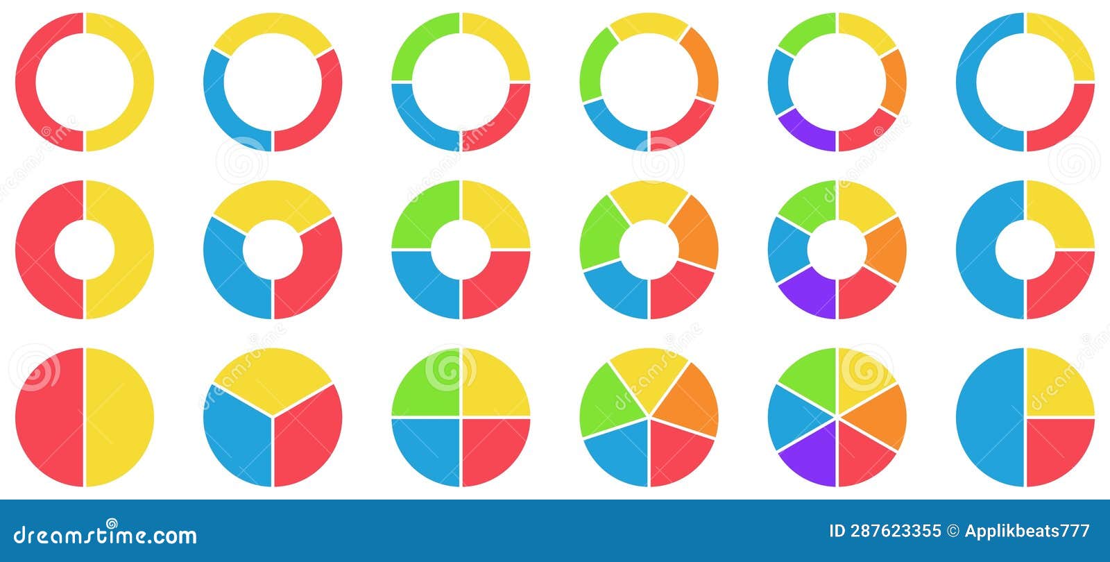 Colorful Pie And Donut Charts. Circle Chart, Circle Sections And Round ... Colorful Pie And Donut Charts. Circle Chart, Circle Sections And Round ...