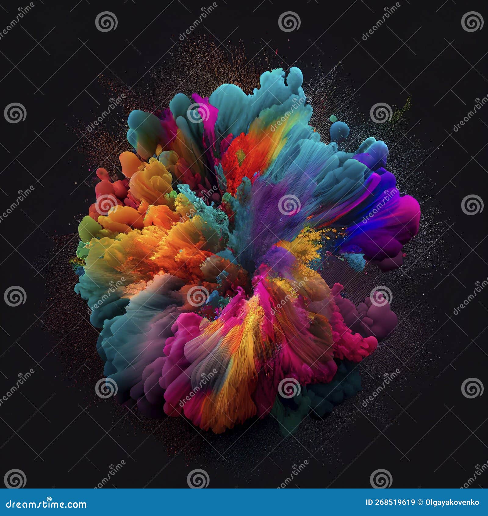 Colorful Pigment Exploding Background, Ai Generation Stock Illustration ...
