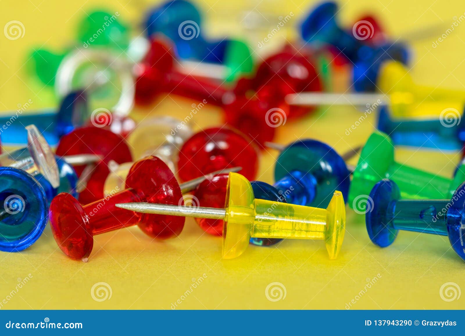 Colorful Pile of Drawing Pins Stock Photo - Image of connection ...