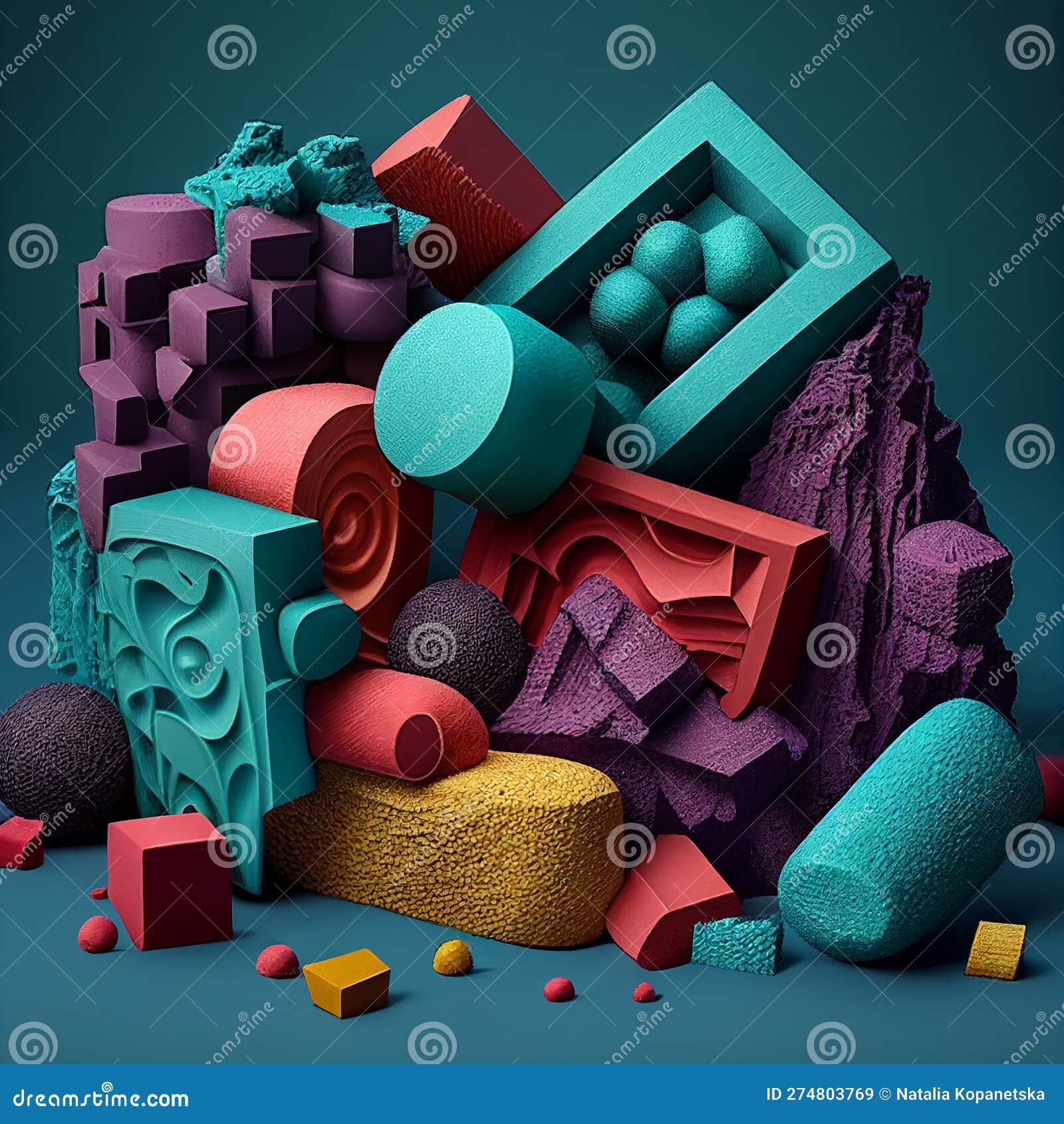 A Colorful Pile of Plasticine Objects with Different Colors and Shapes ...