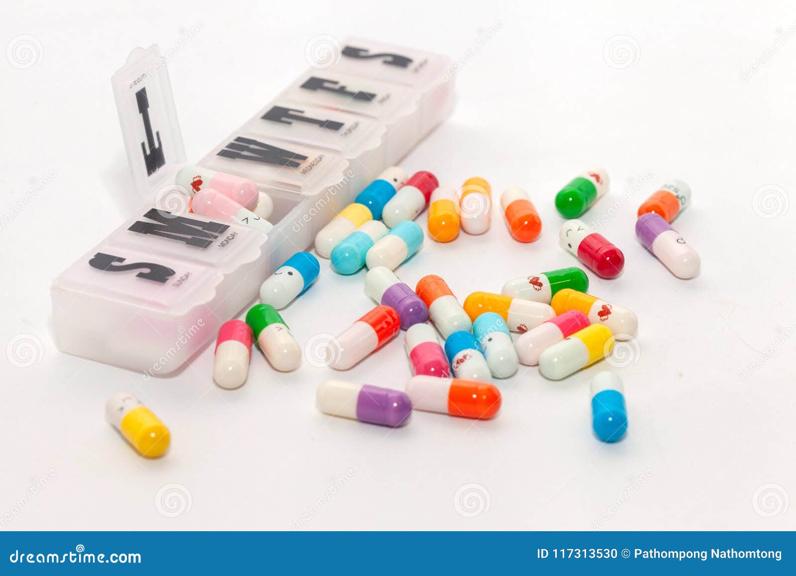 Colorful Pill in the Box on White Stock Photo - Image of healthy ...