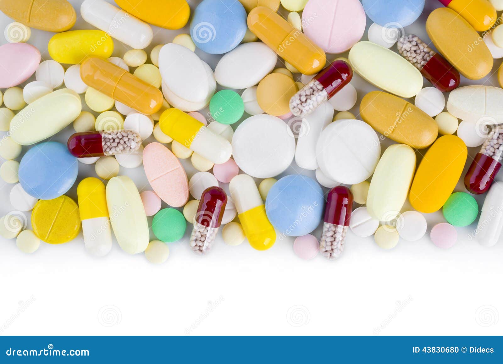Colorful Pill Capsules and Tablets with Copy Space Stock Photo - Image ...