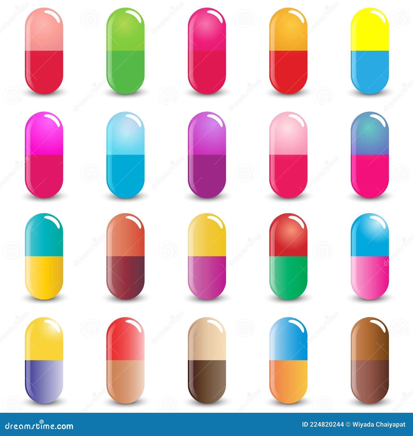 Colorful Pill Icon on White Background Stock Vector - Illustration of ...