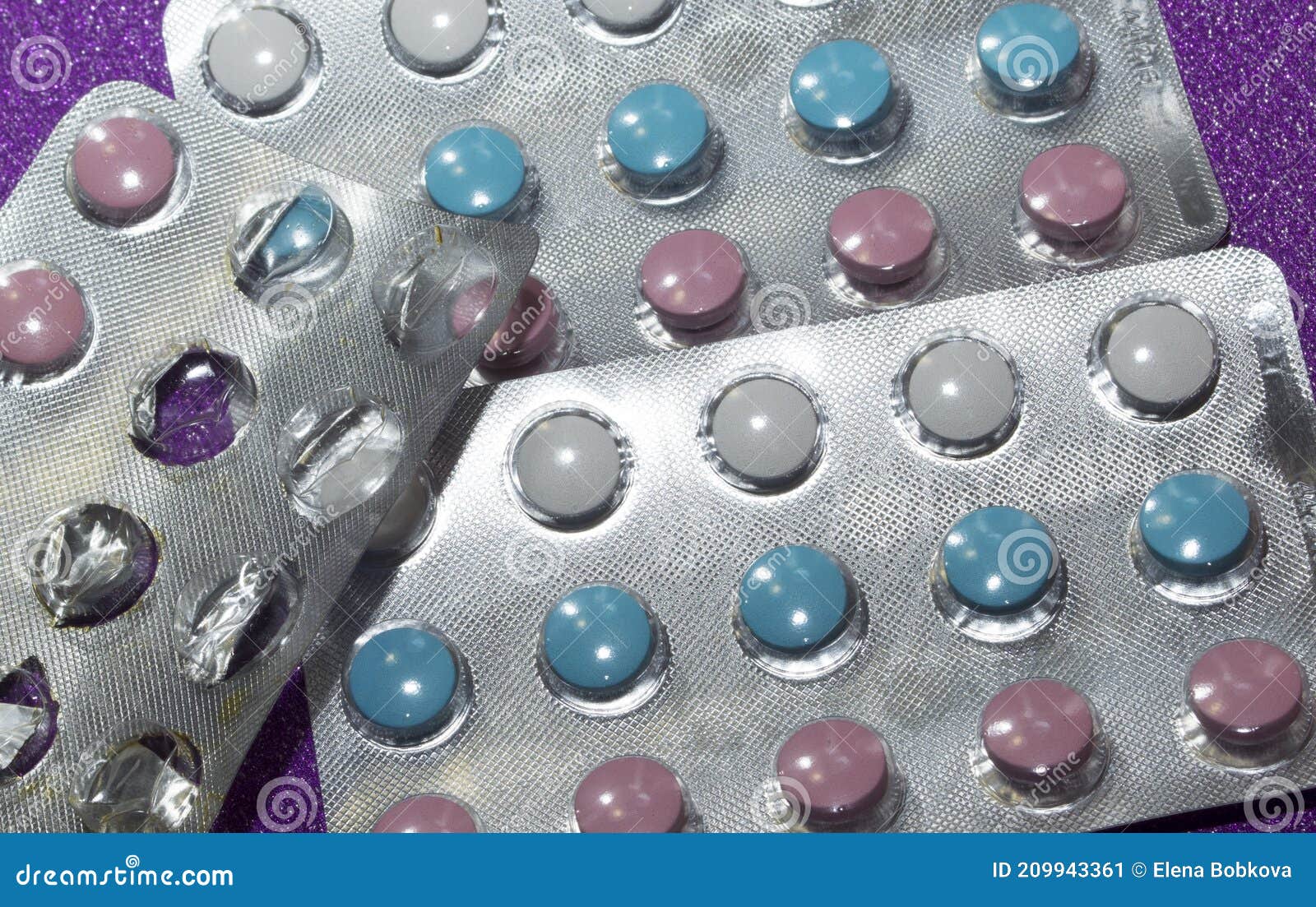 Colorful Pills in Blister Silver, Vitamin C, Various Trace Elements ...