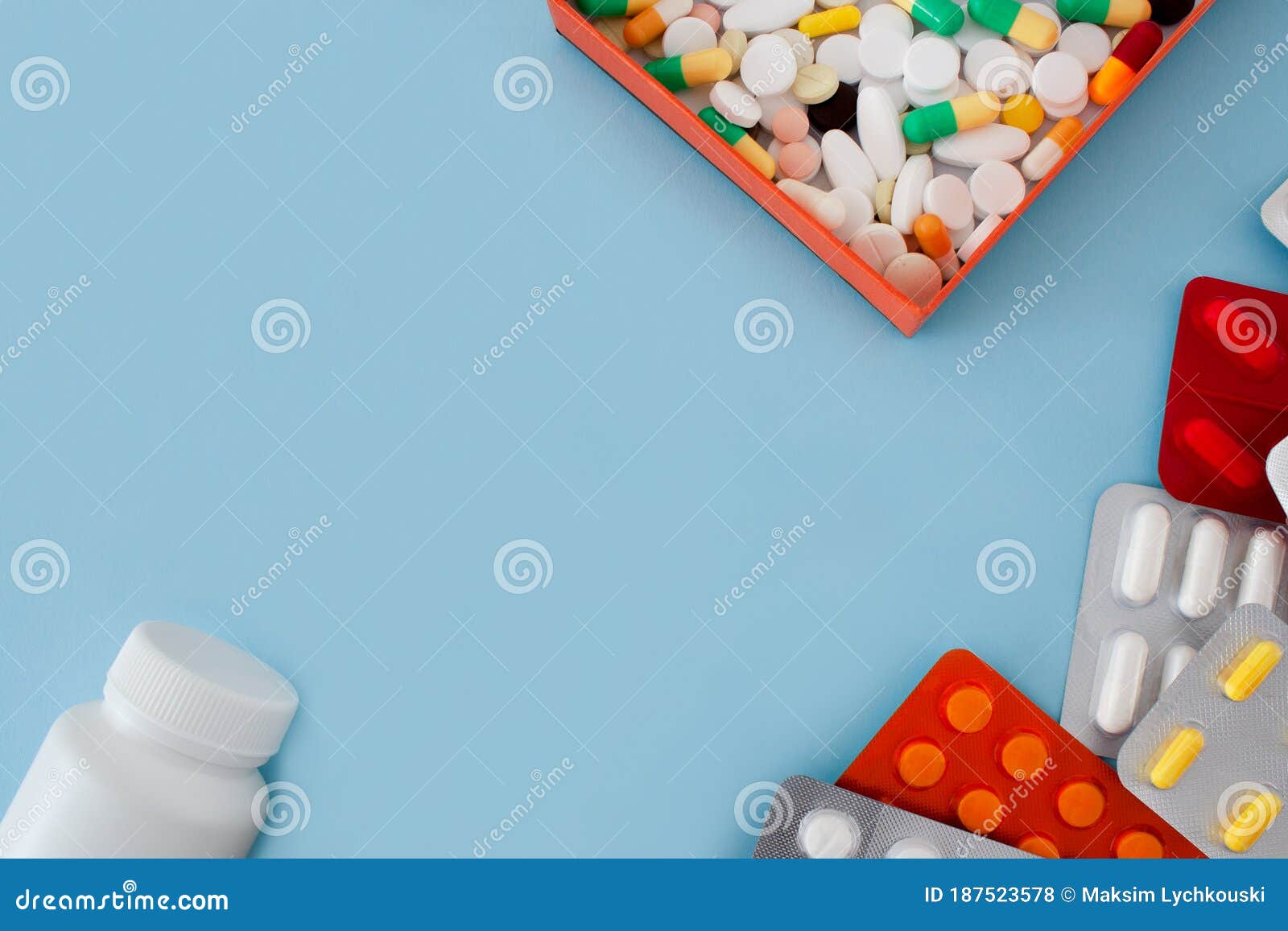 Colorful Pills and Capsules, Bottle, Containers Stock Photo - Image of ...