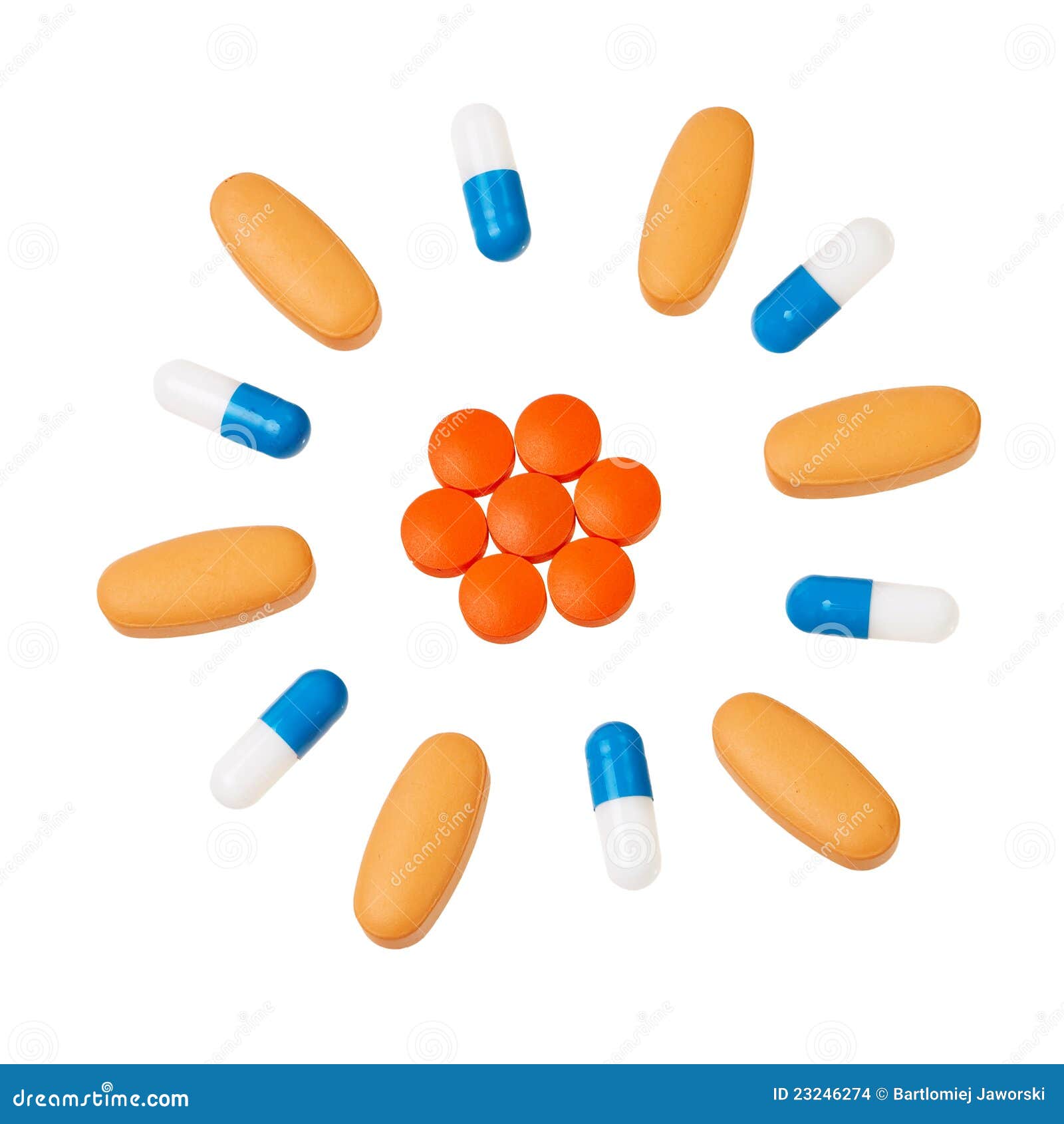 Colorful Pills In Circular Pattern. Stock Photo - Image of dose ...