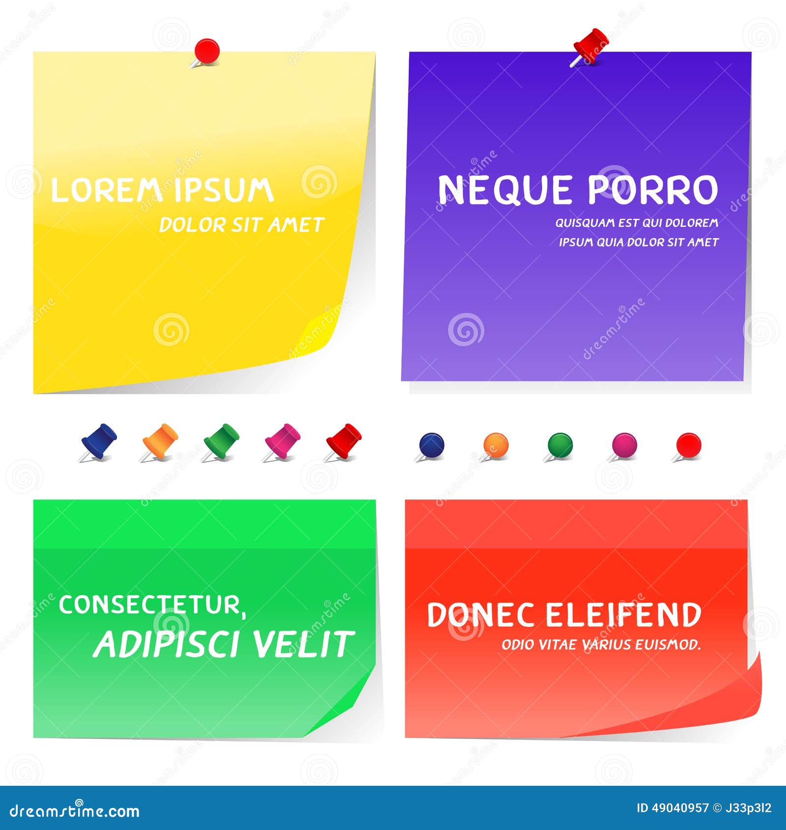 Colorful pin note stock vector. Illustration of stationery - 49040957