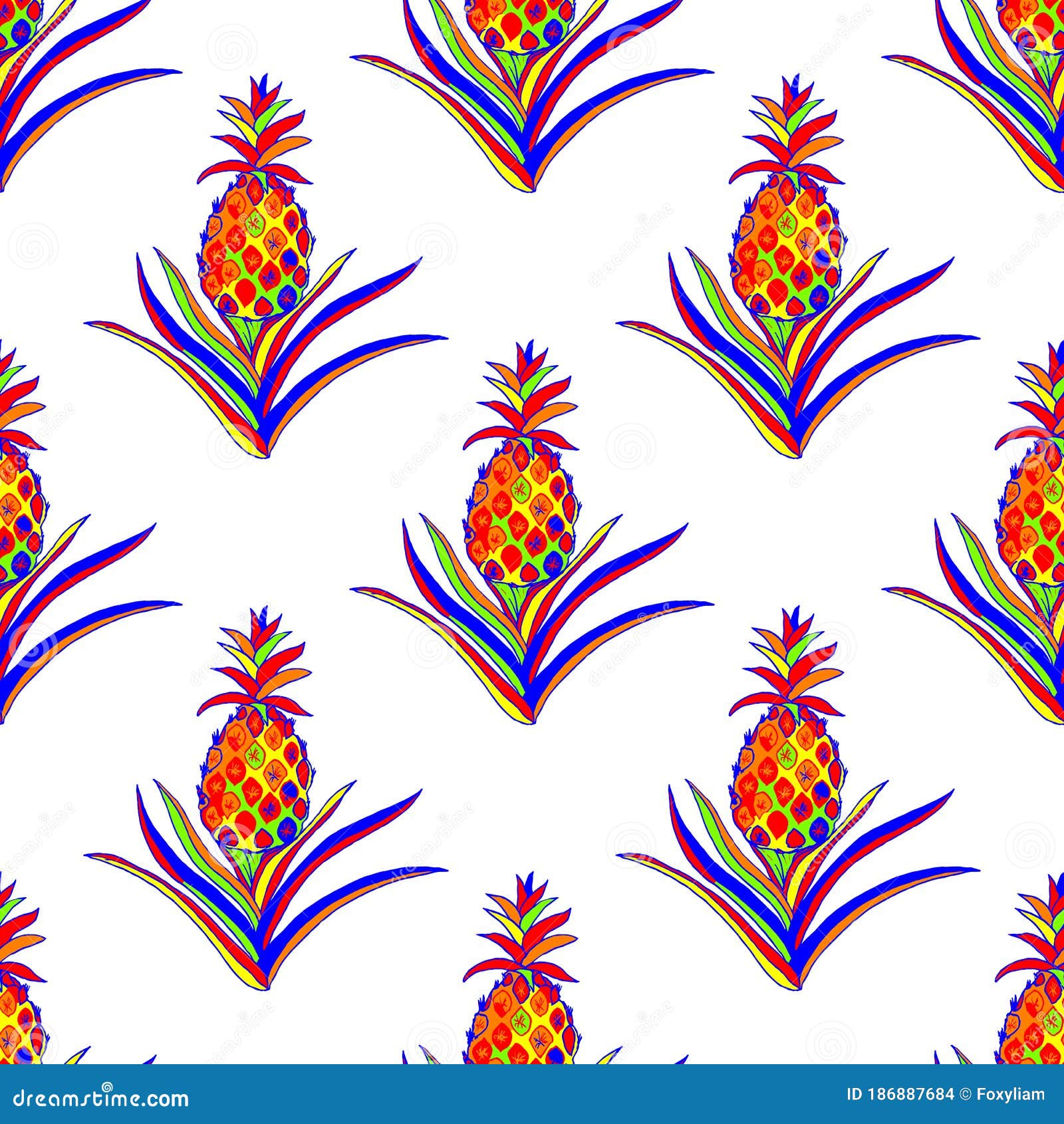 Colorful Pineapple Seamless Pattern Stock Vector - Illustration of ...