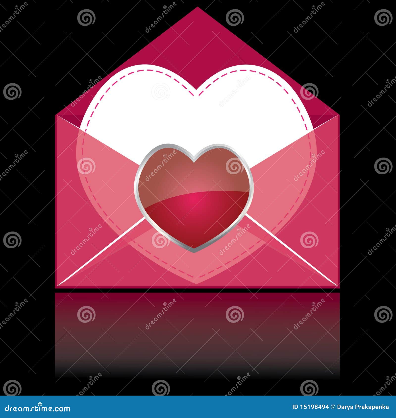 Colorful Pink Mail with Heart Stock Vector - Illustration of blank ...