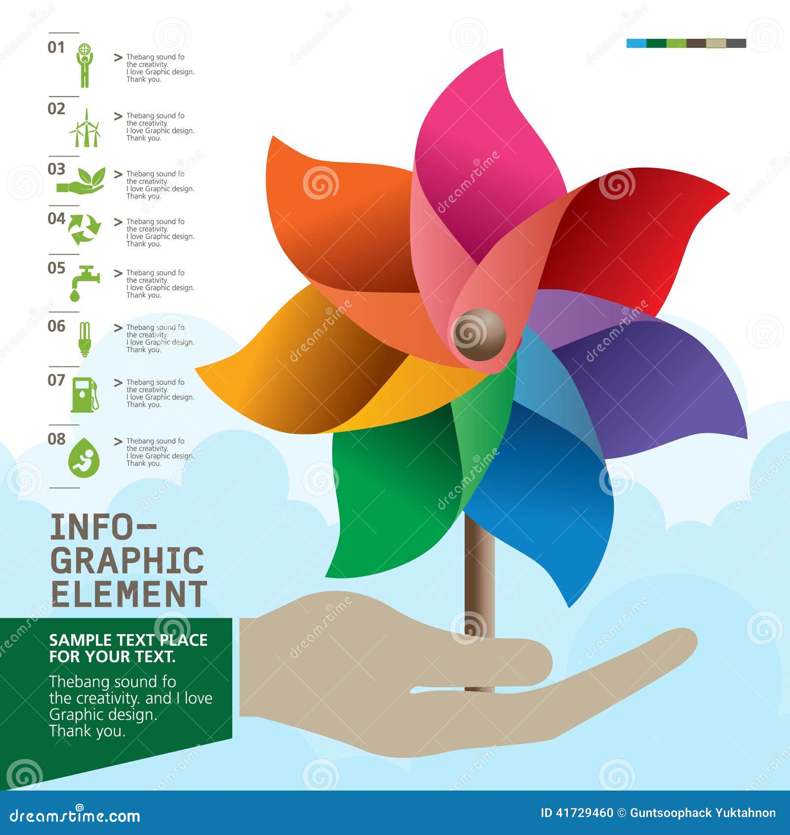 Colorful Pinwheel on Hand Vector. Stock Vector - Illustration of ...