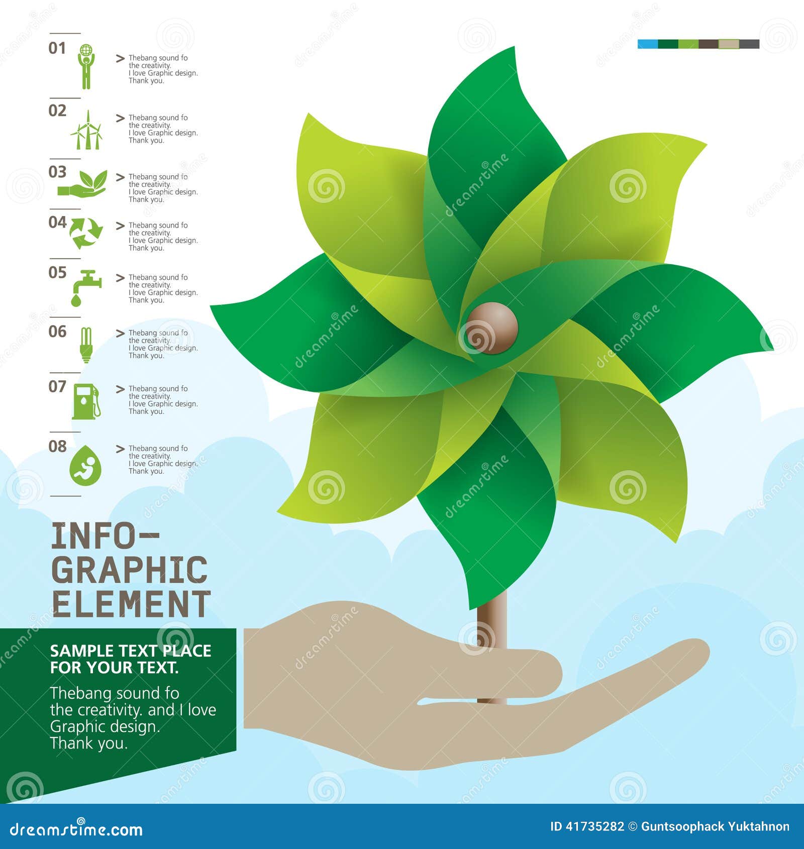 Colorful Pinwheel on Hand Vector. Stock Vector - Illustration of label ...