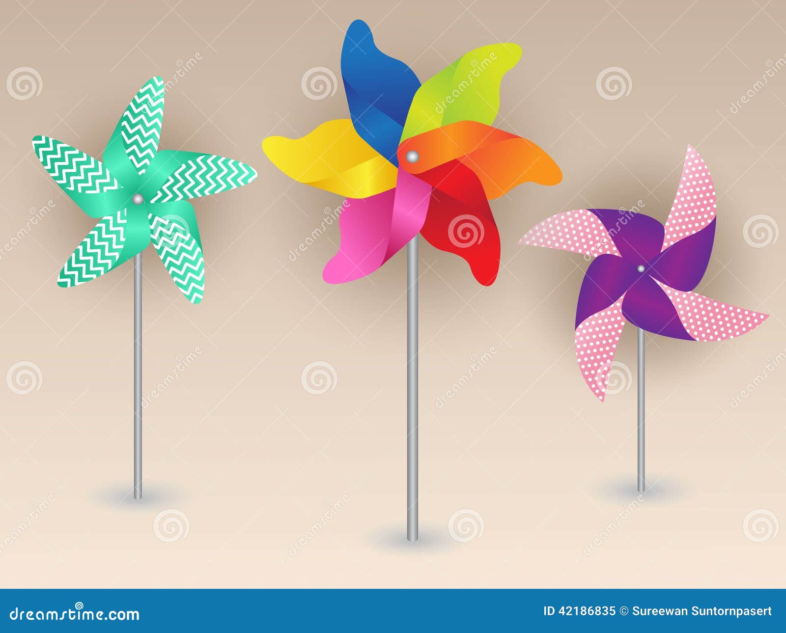 Colorful Pinwheels Design stock vector. Illustration of mill - 42186835