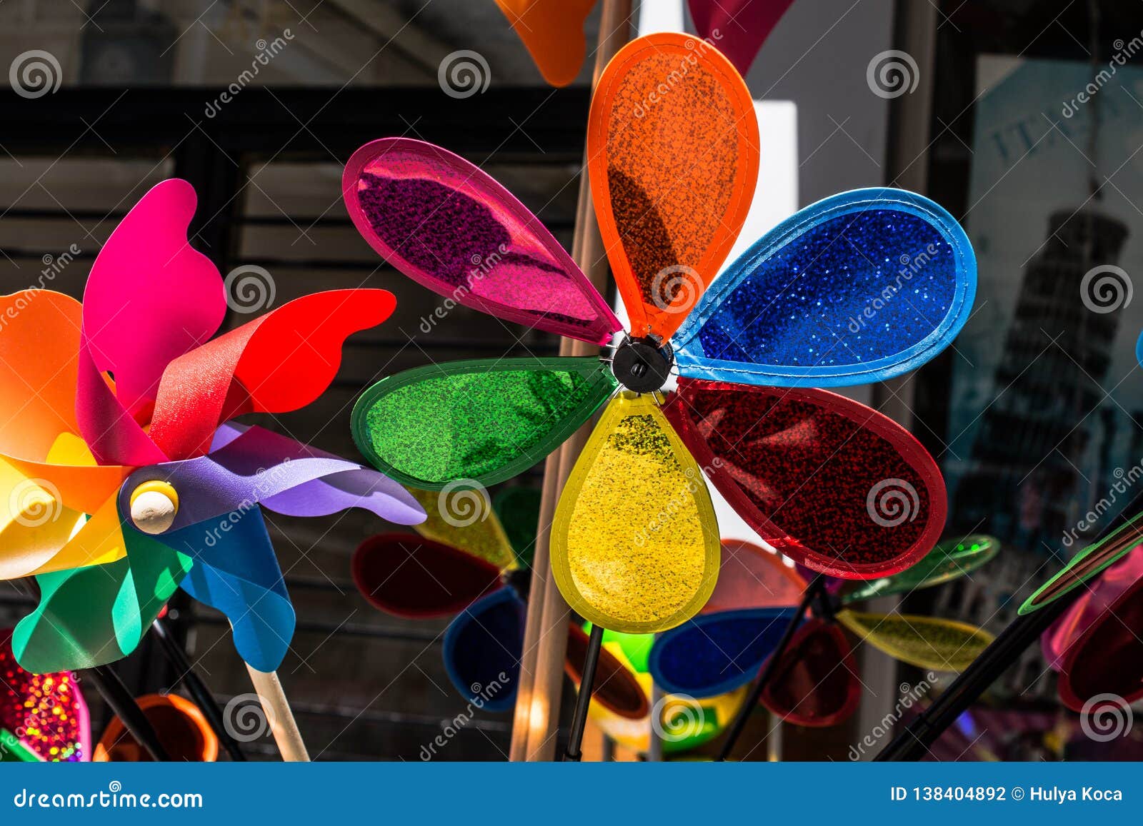 Colorful Pinwheels on Sale in the View Stock Photo - Image of rose ...