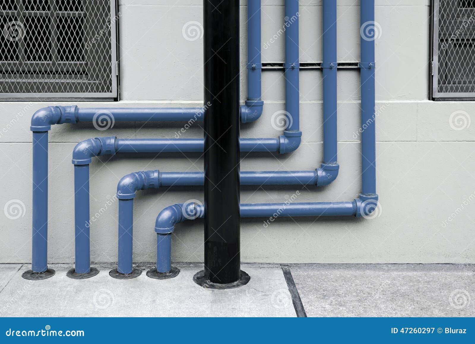 Colorful of Pipes Under the Modern Building Stock Image - Image of heat ...