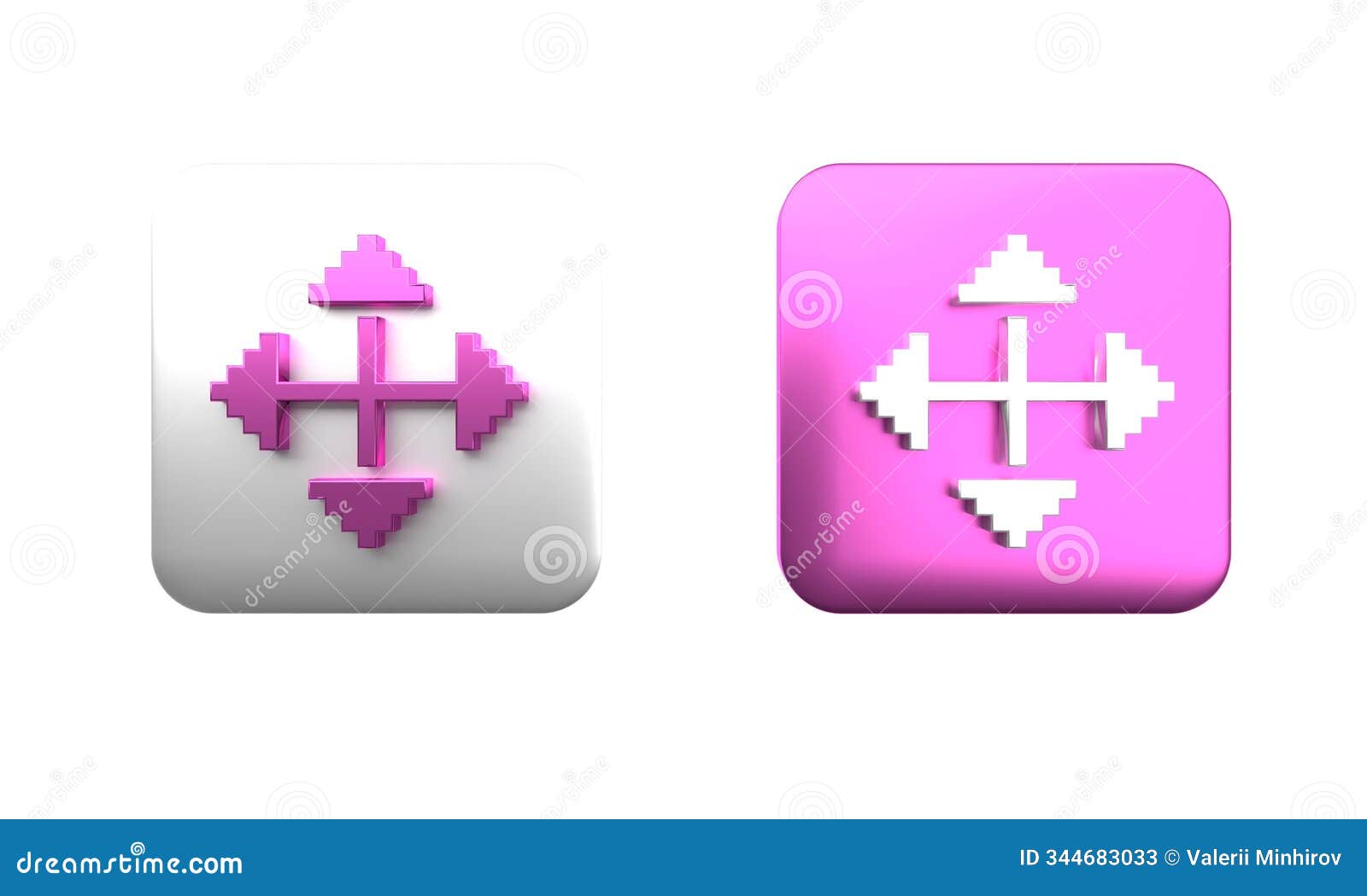 Colorful Pixel Arrows in Four Directions Icon Isolated on White ...