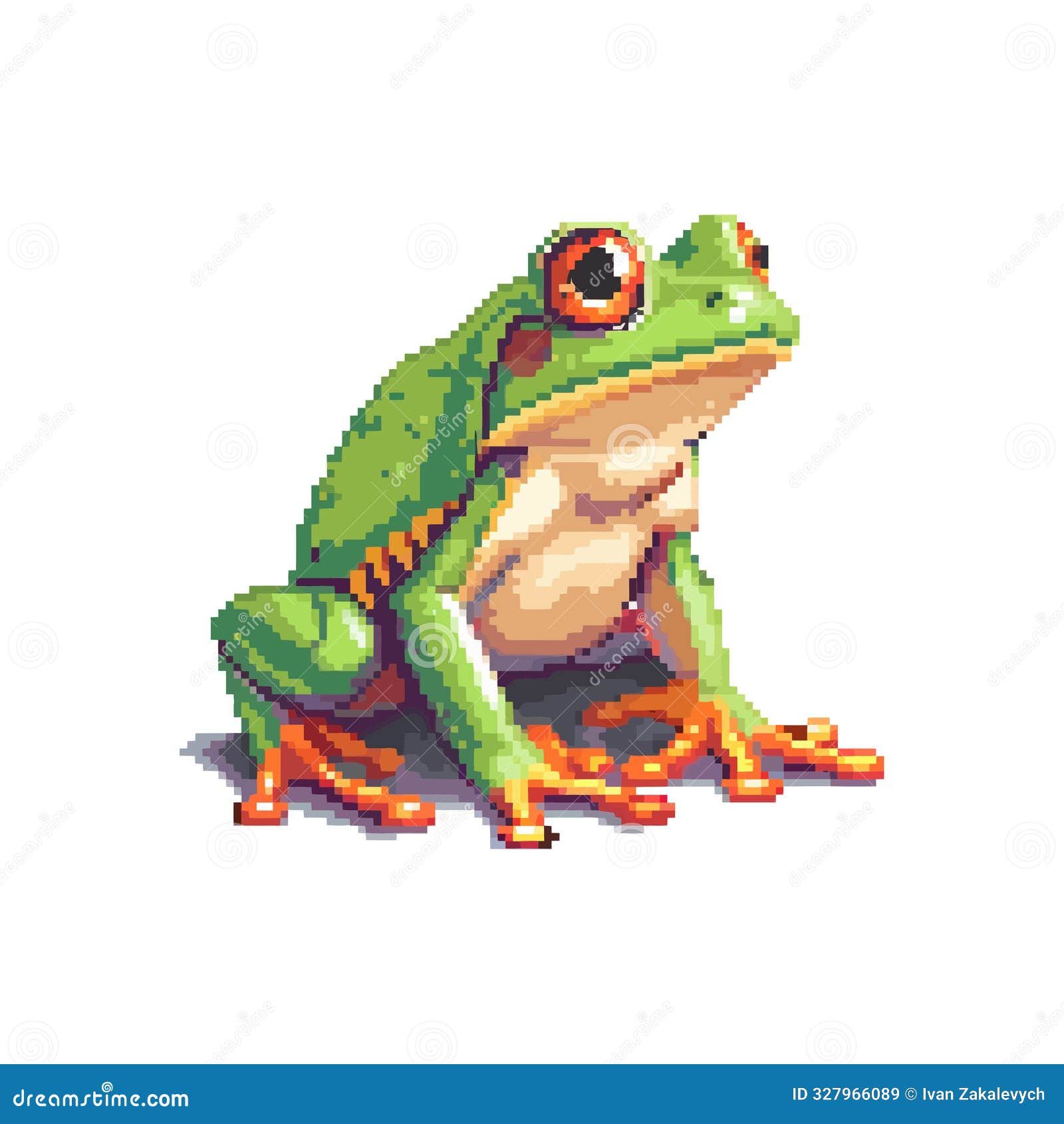 Colorful Pixel Art Frog Sitting. Vector Illustration Design Stock ...