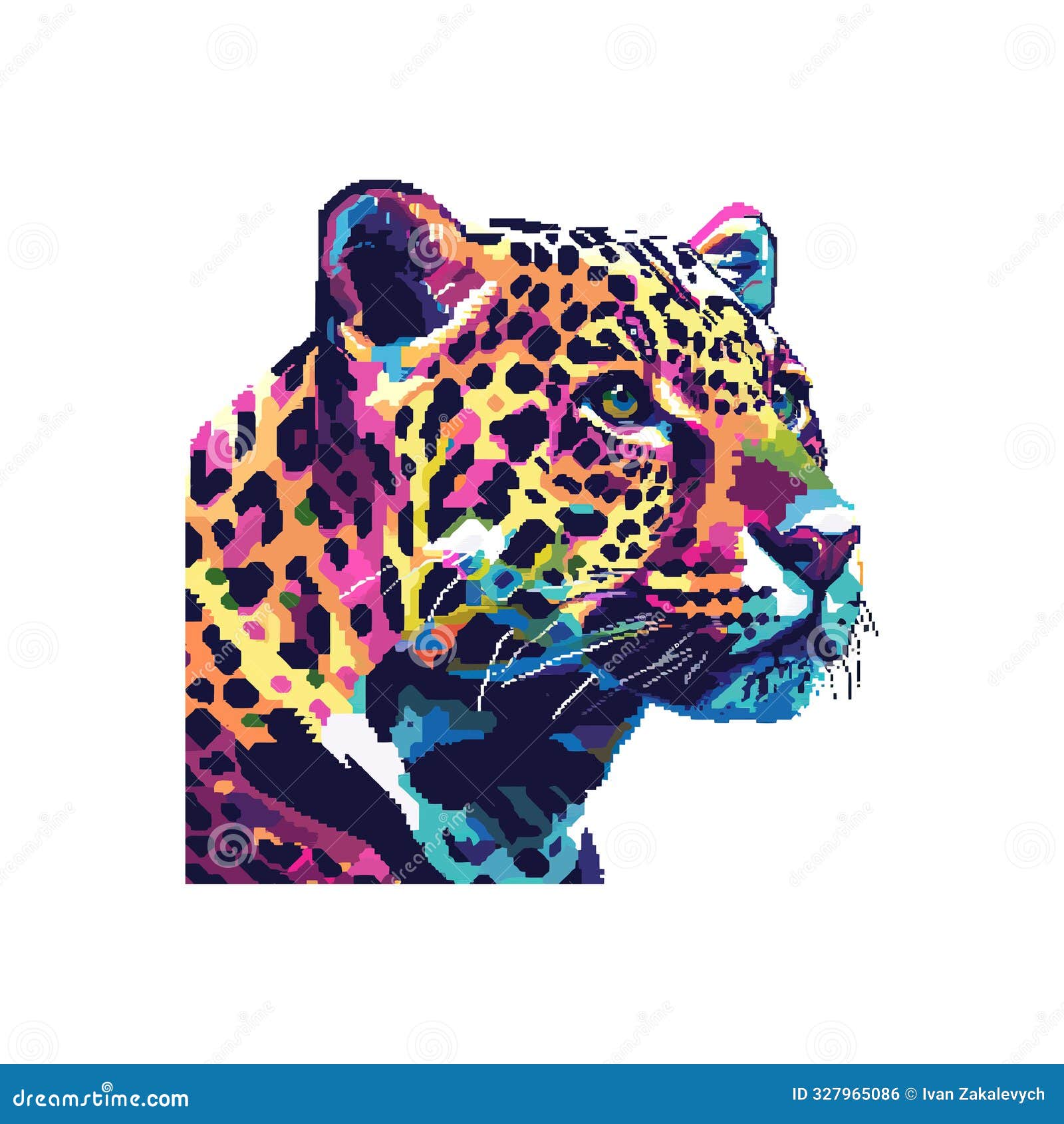 Colorful Pixel Art Leopard Portrait. Vector Illustration Design Stock ...