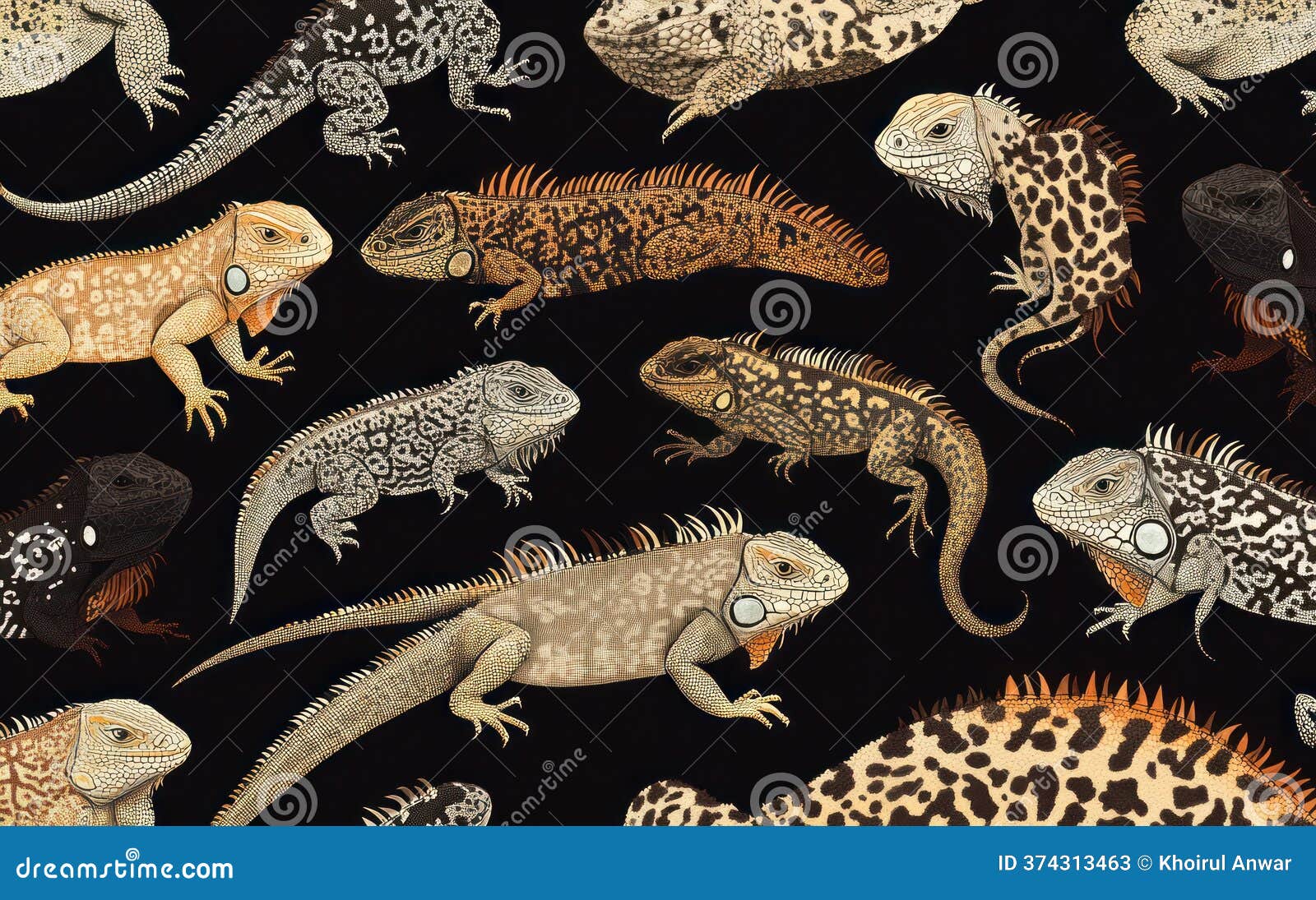 Colorful Pixel Art Lizards Pattern Stock Image | CartoonDealer.com ...