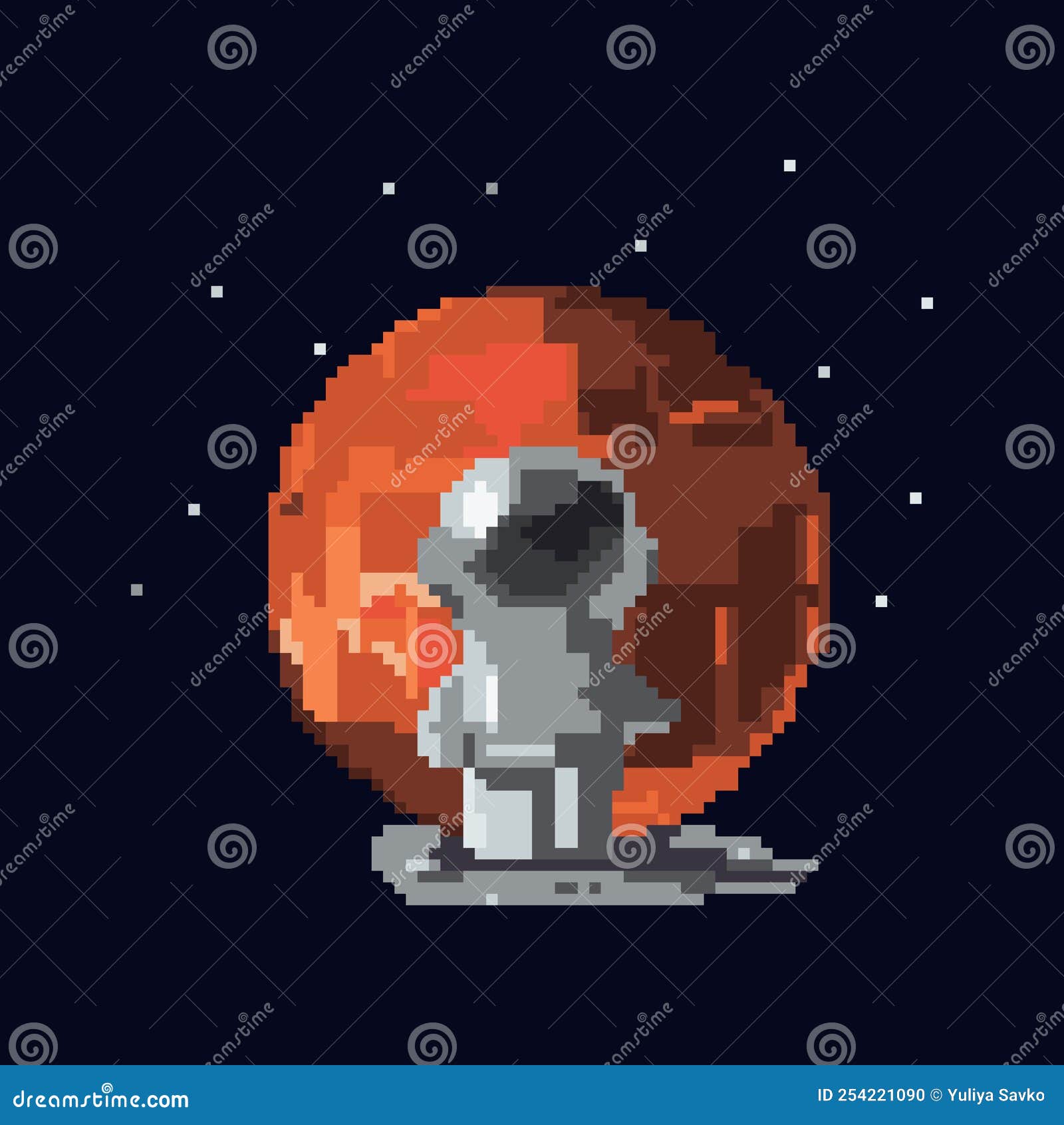 Colorful Pixel Design with Astronaut and Mars. Stock Vector ...