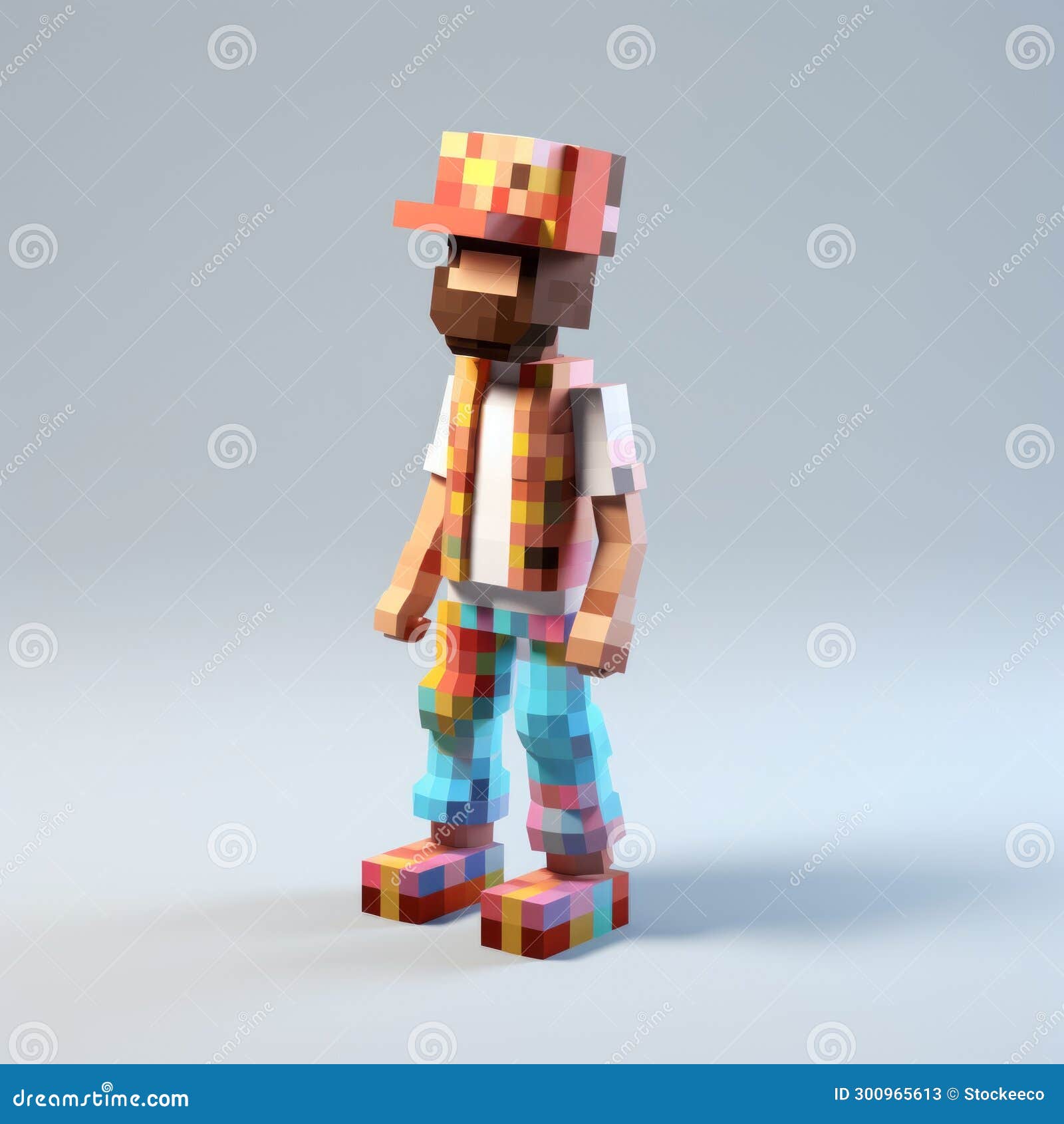 Colorful Pixel Figure with Vray Style Shoes and Cap Stock Illustration ...