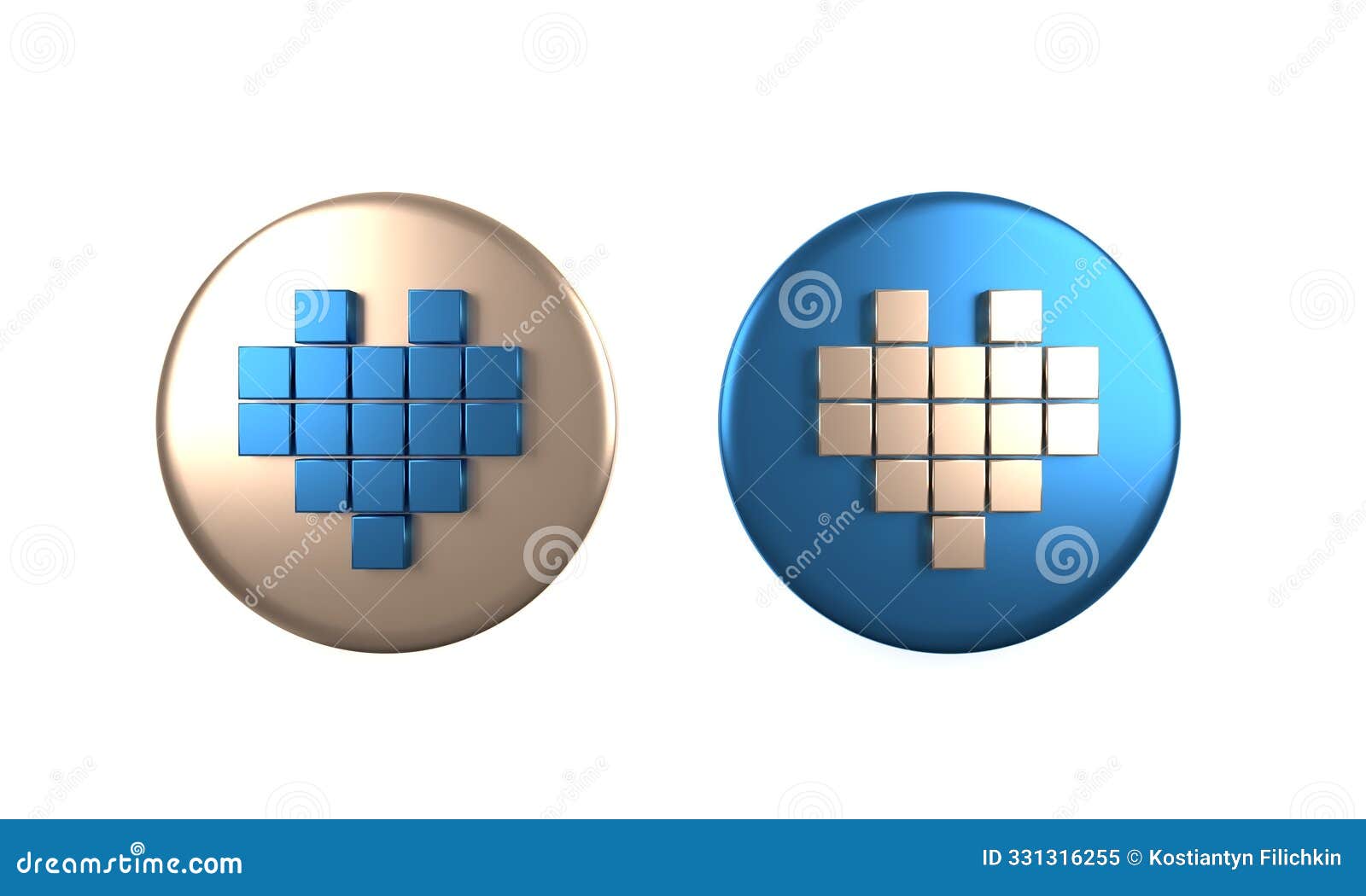 Colorful Pixel Hearts for Game Icon Isolated on White Background ...
