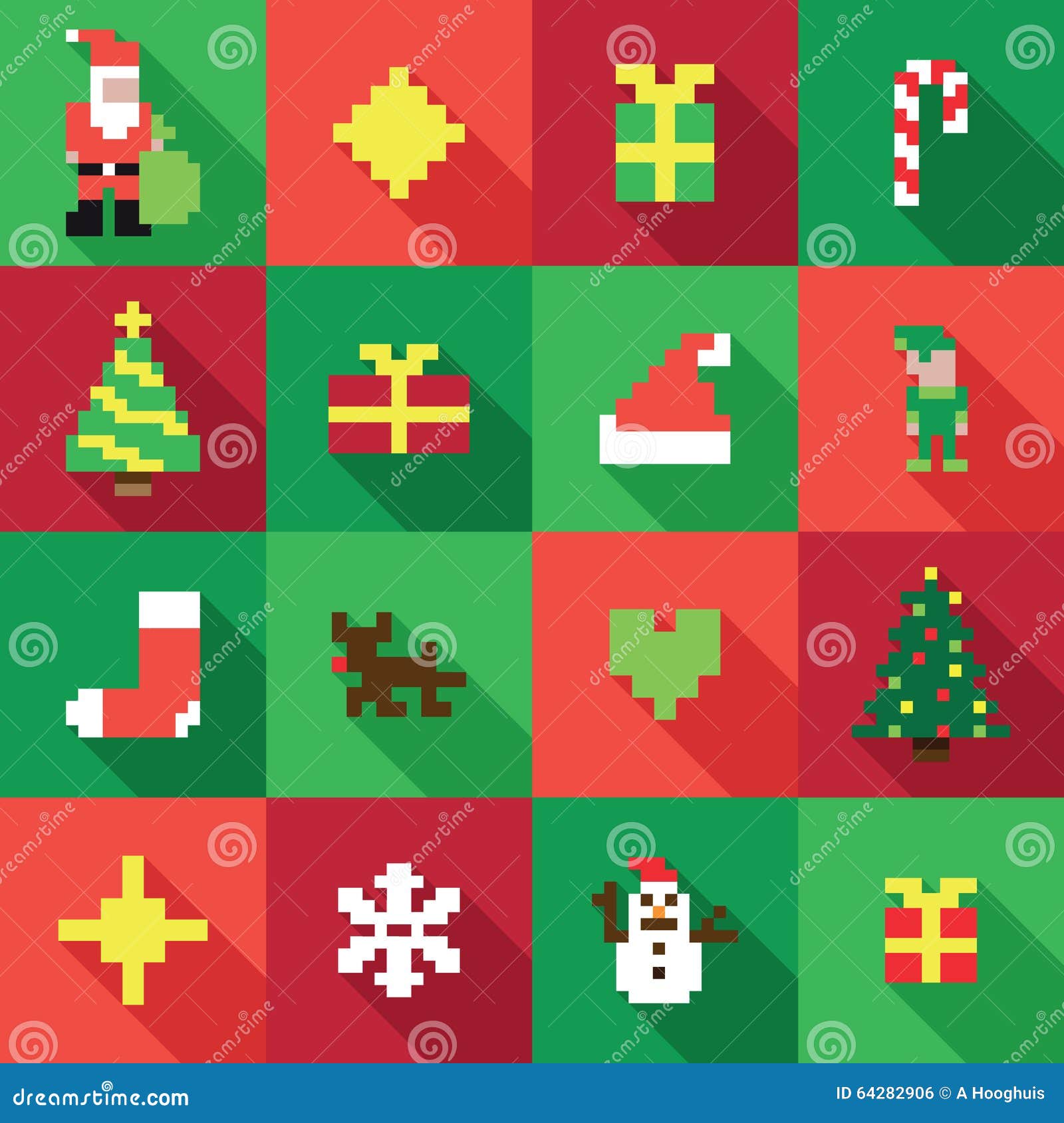 Colorful Pixel Pattern with Christmas Elements Stock Vector ...