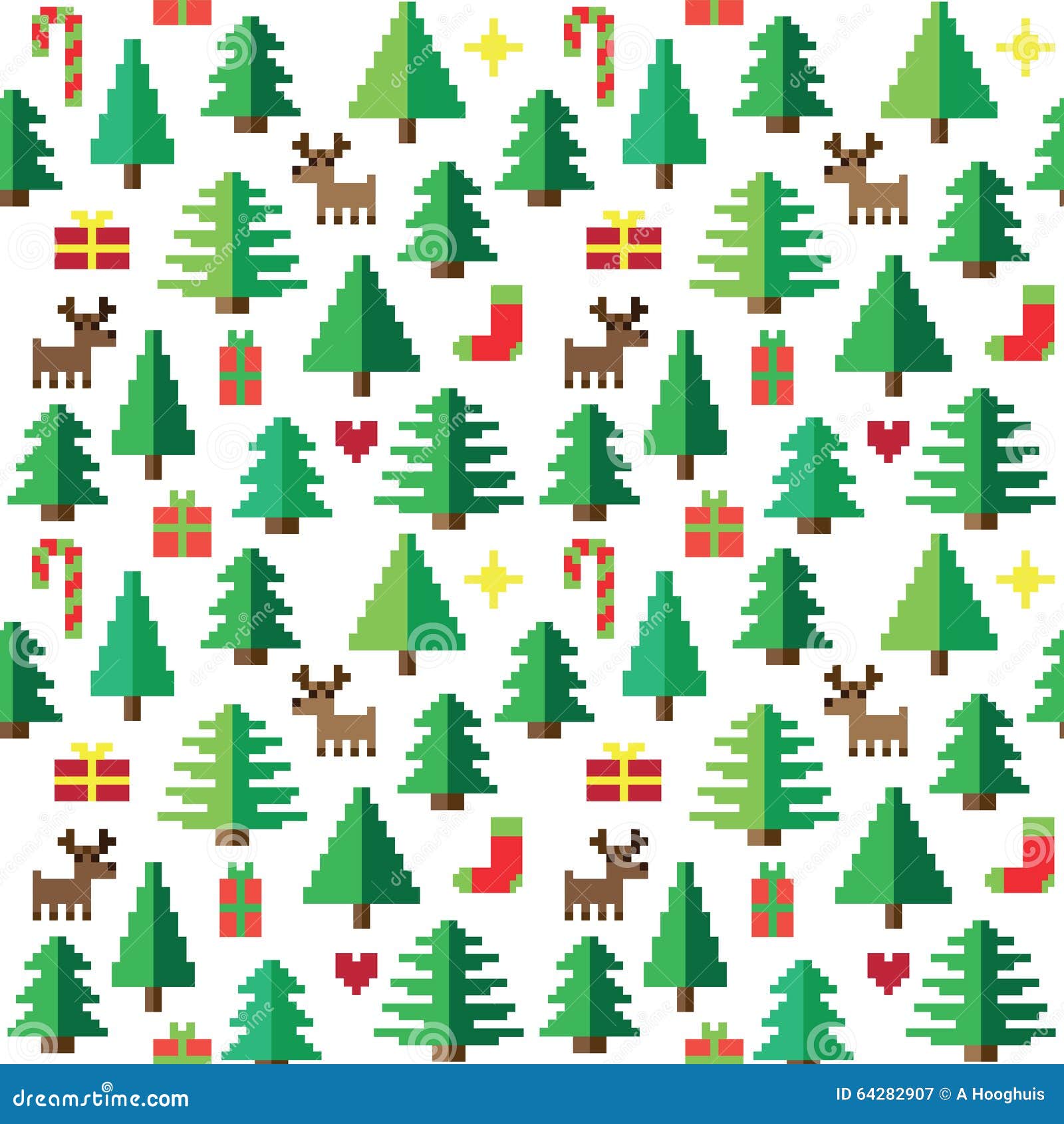 Colorful Pixel Pattern with Christmas Elements in Forest Stock Vector ...