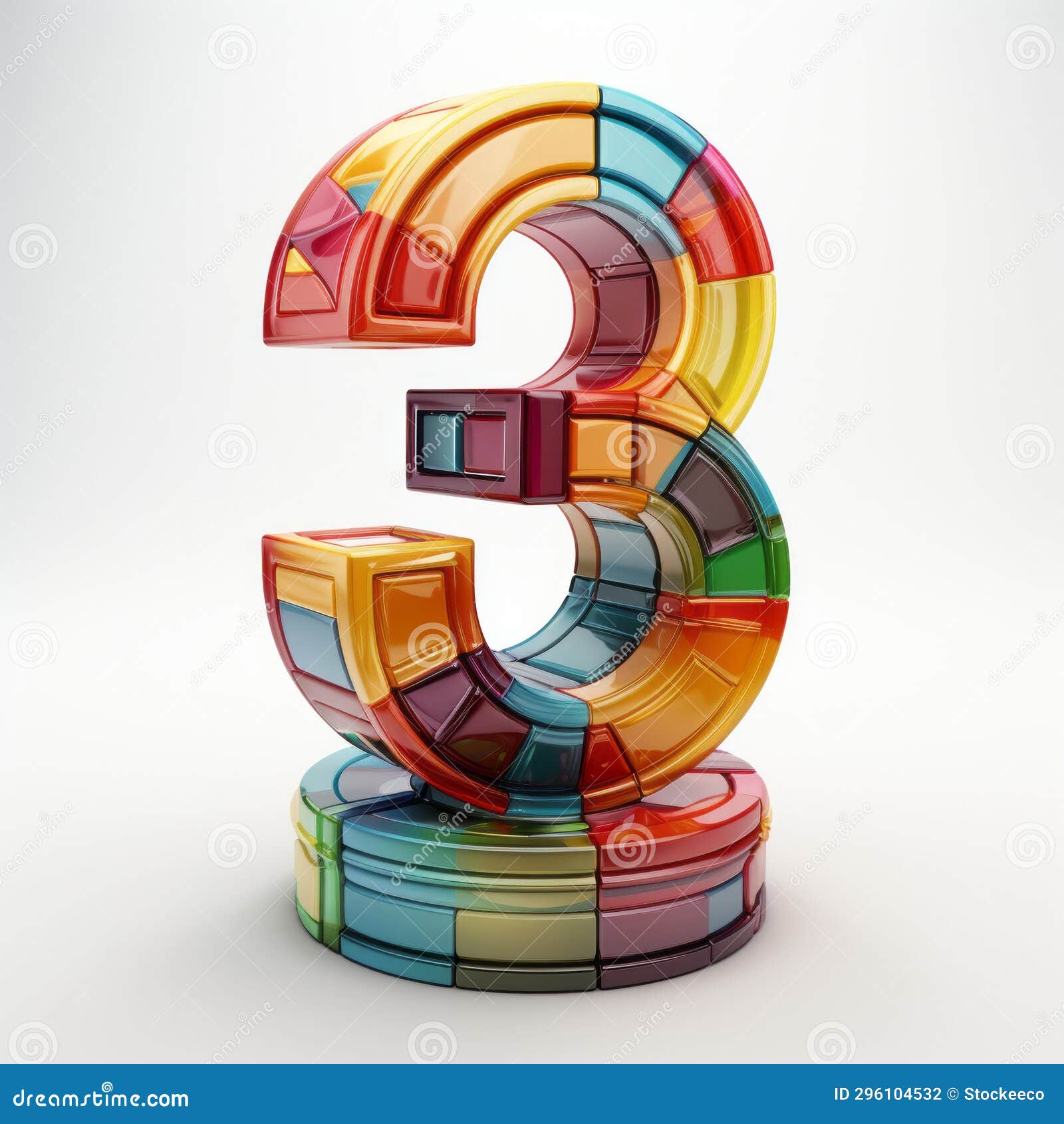 Colorful 3d Numeral Statue on White Background Stock Illustration ...