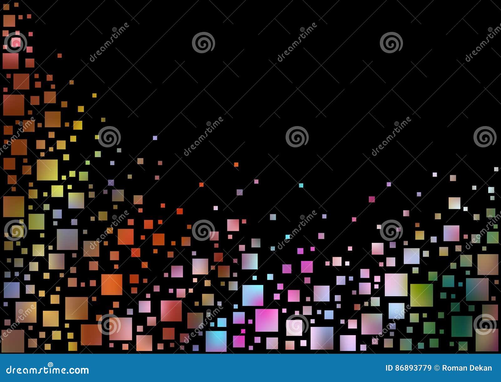 Pixels Background, Blue Cubes With Light Blank Vector Illustration ...