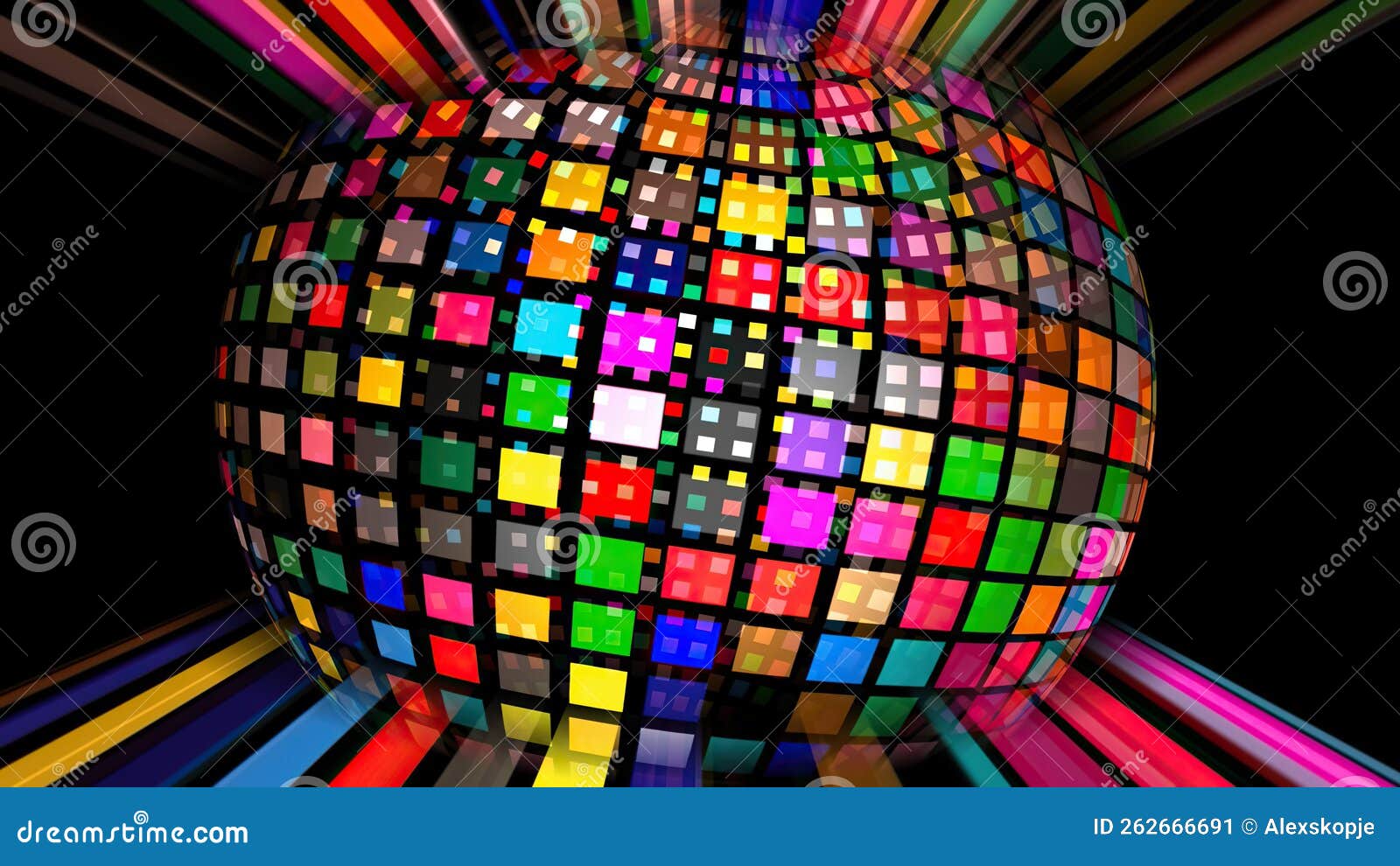 Colorful Pixels on Rotating Sphere Stock Illustration - Illustration of ...