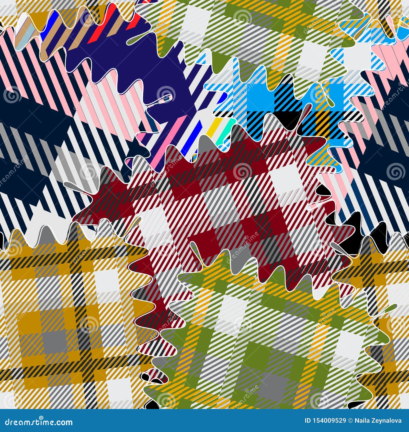 Colorful Plaids Seamless Pattern. Vector Textured Tartan Patchworks ...