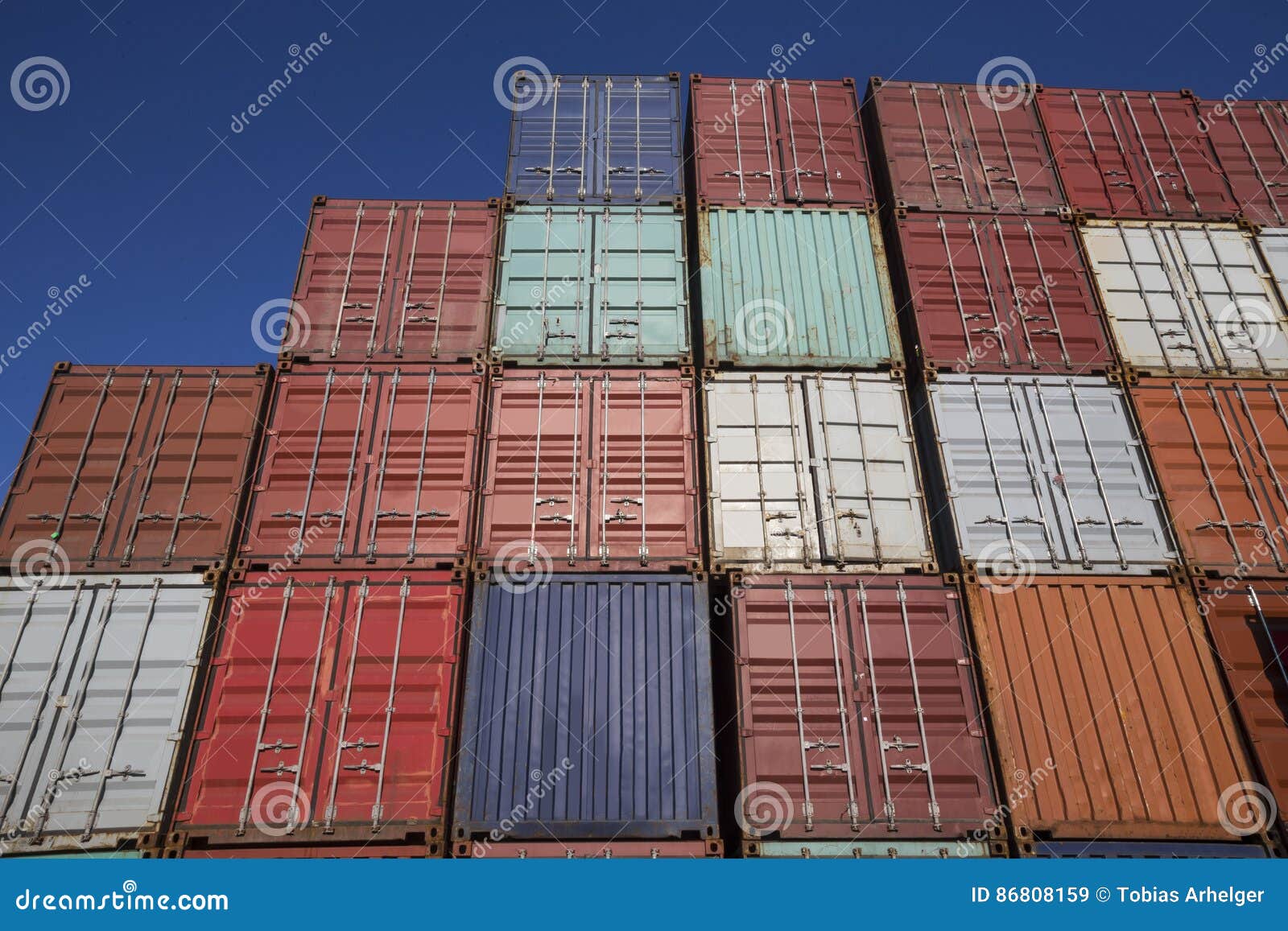 Colorful Plain Shipping Containers Stock Image - Image of railway ...
