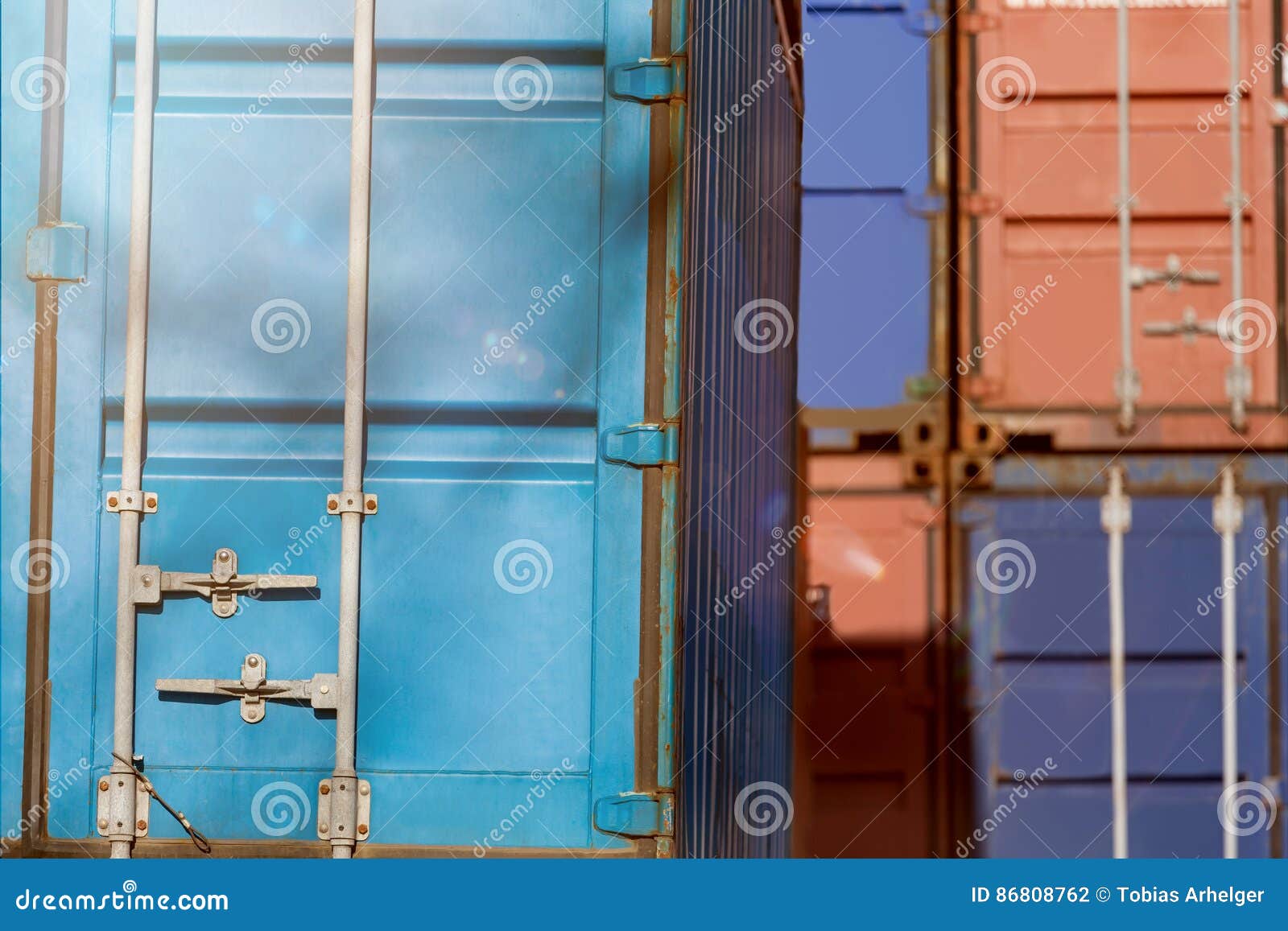 Colorful Plain Shipping Containers Stock Photo - Image of vintage ...