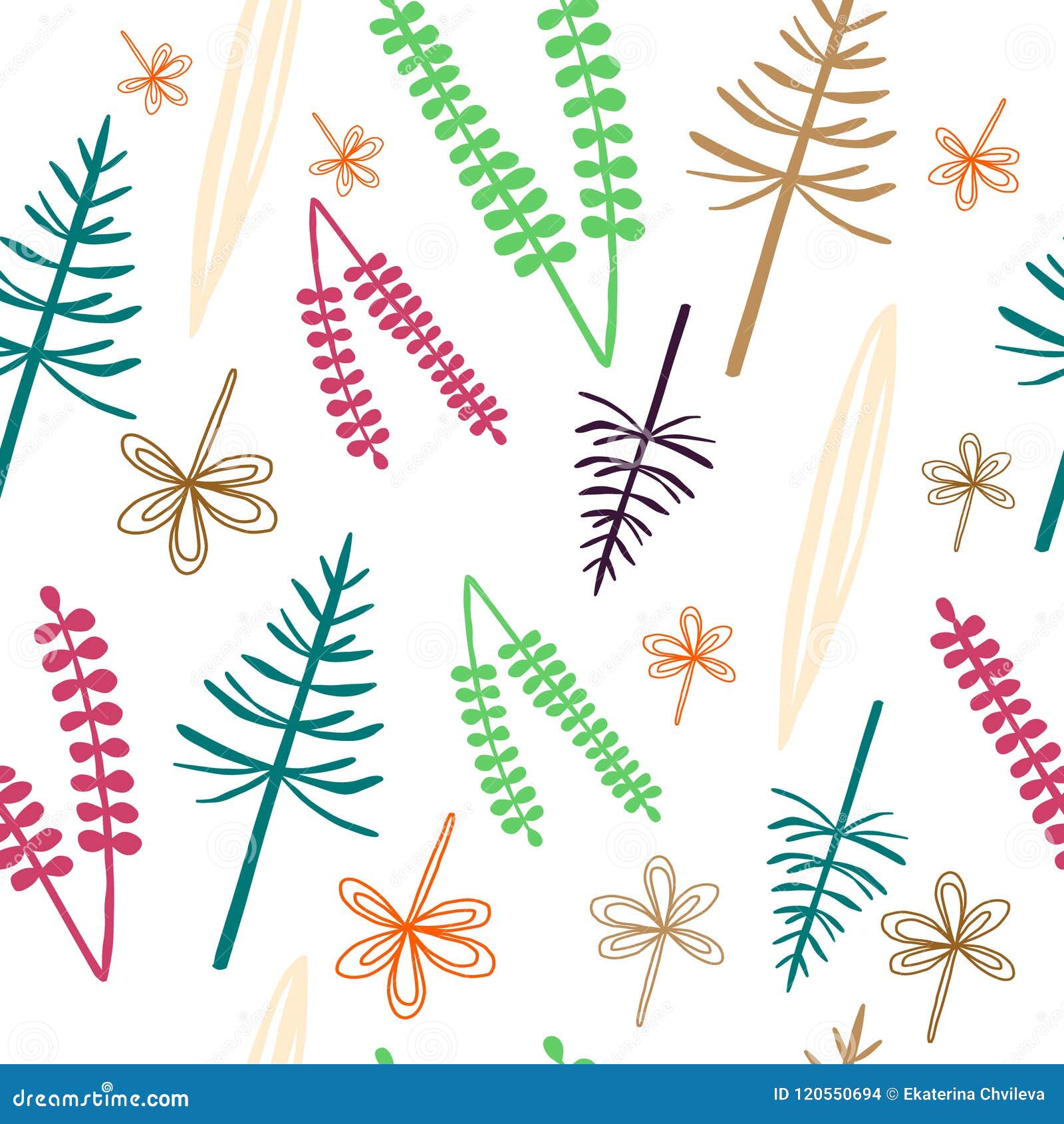 Colorful Plants Seamless Pattern Stock Vector - Illustration of bright ...