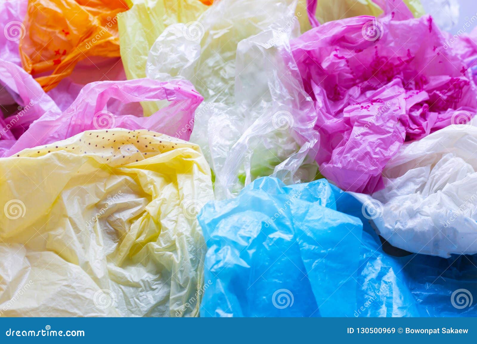 Colorful Plastic Bags Waste Stock Image - Image of isolated, litter ...