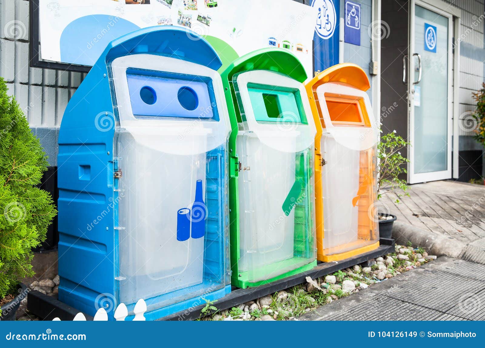 Colorful Plastic Bins for Different Waste Types Editorial Stock Image ...