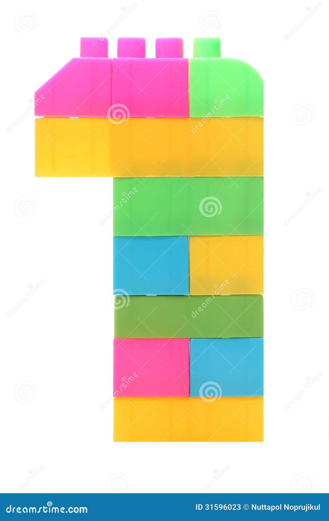 Colorful Plastic Blocks Forming the Number One Stock Image - Image of ...